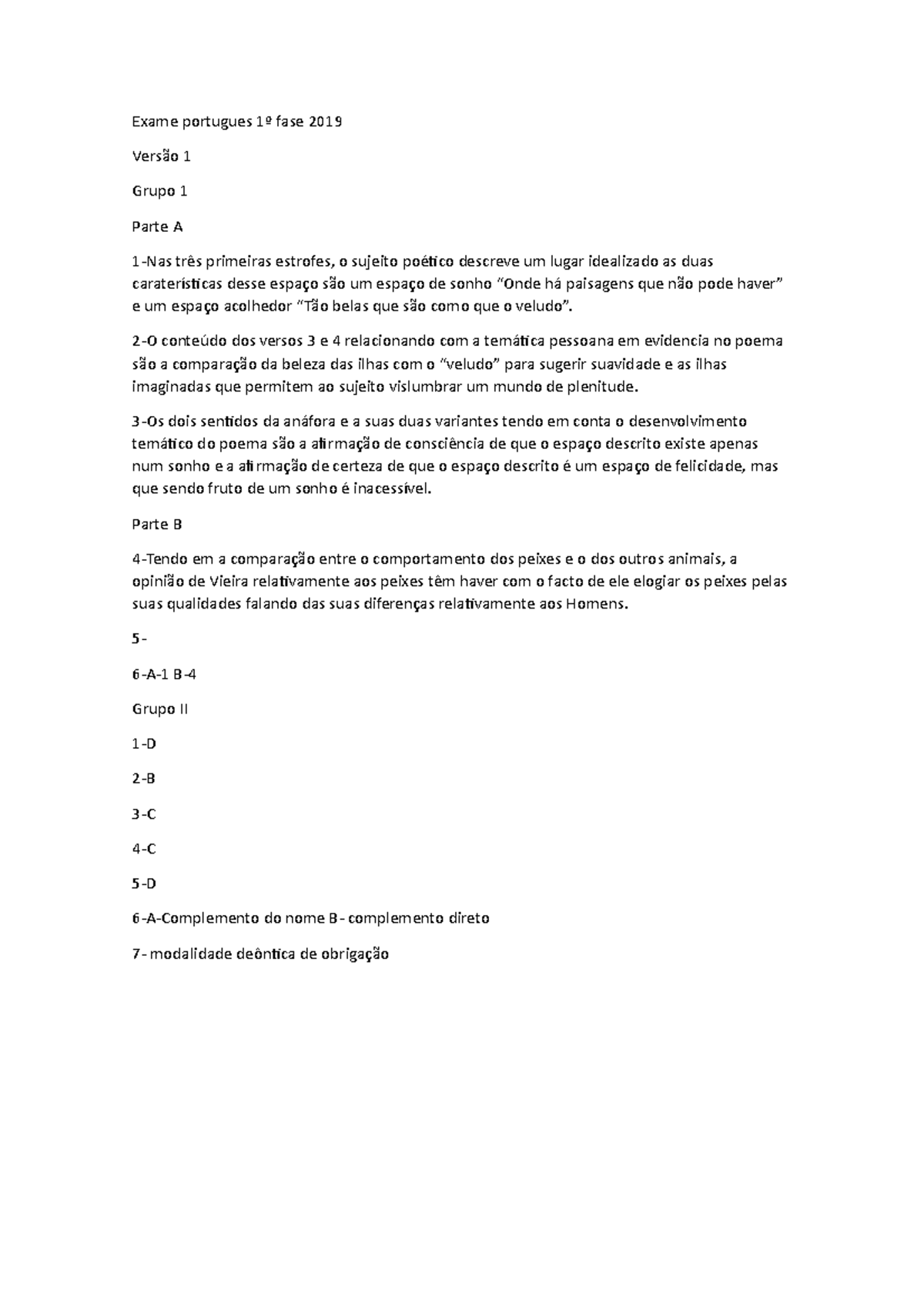 Exame portugues 1º fase 2019 - Exame portugues 1º fase 2019 Versão 1 ...