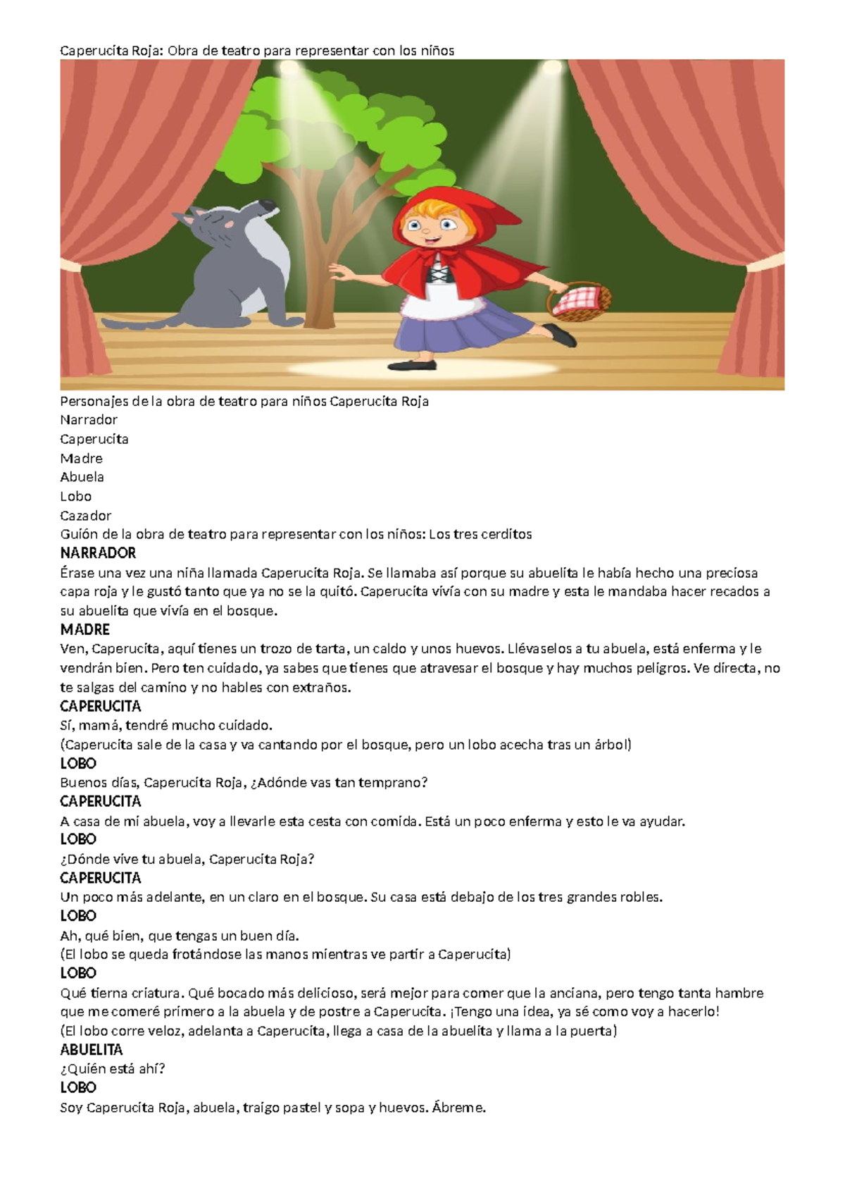 Caperucita Roja - cuento - Caperucita Roja: Obra de teatro para ...