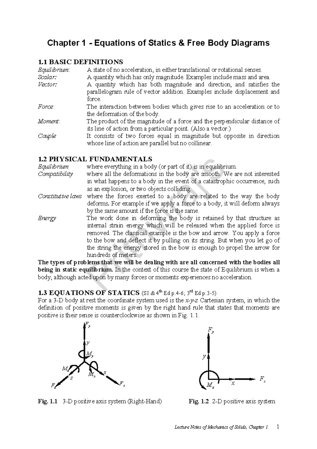 Mechanics of solids notes - Prithviraj's Chapter 1 - Equations of ...