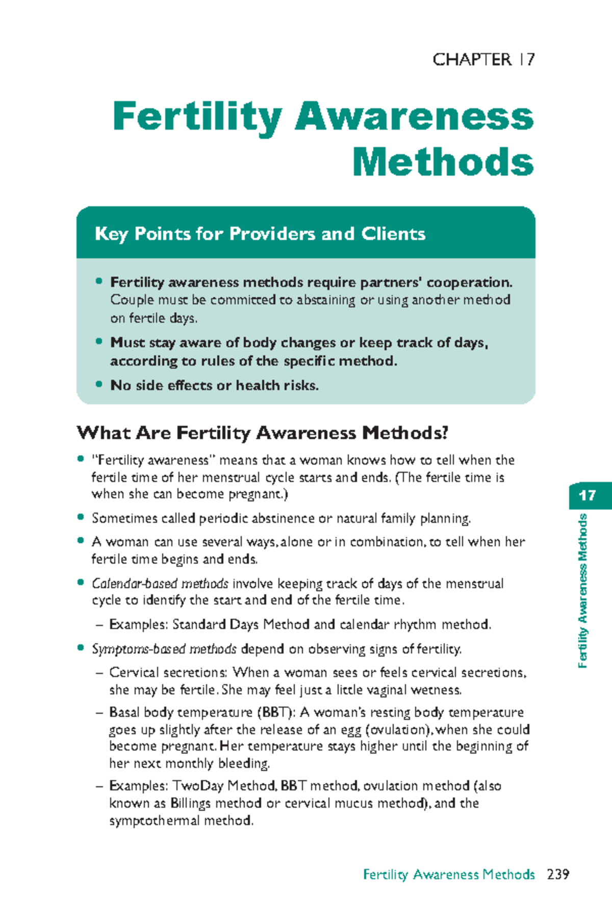 WHO - FAMs - 239 What Are Fertility Awareness Methods? y “Fertility ...