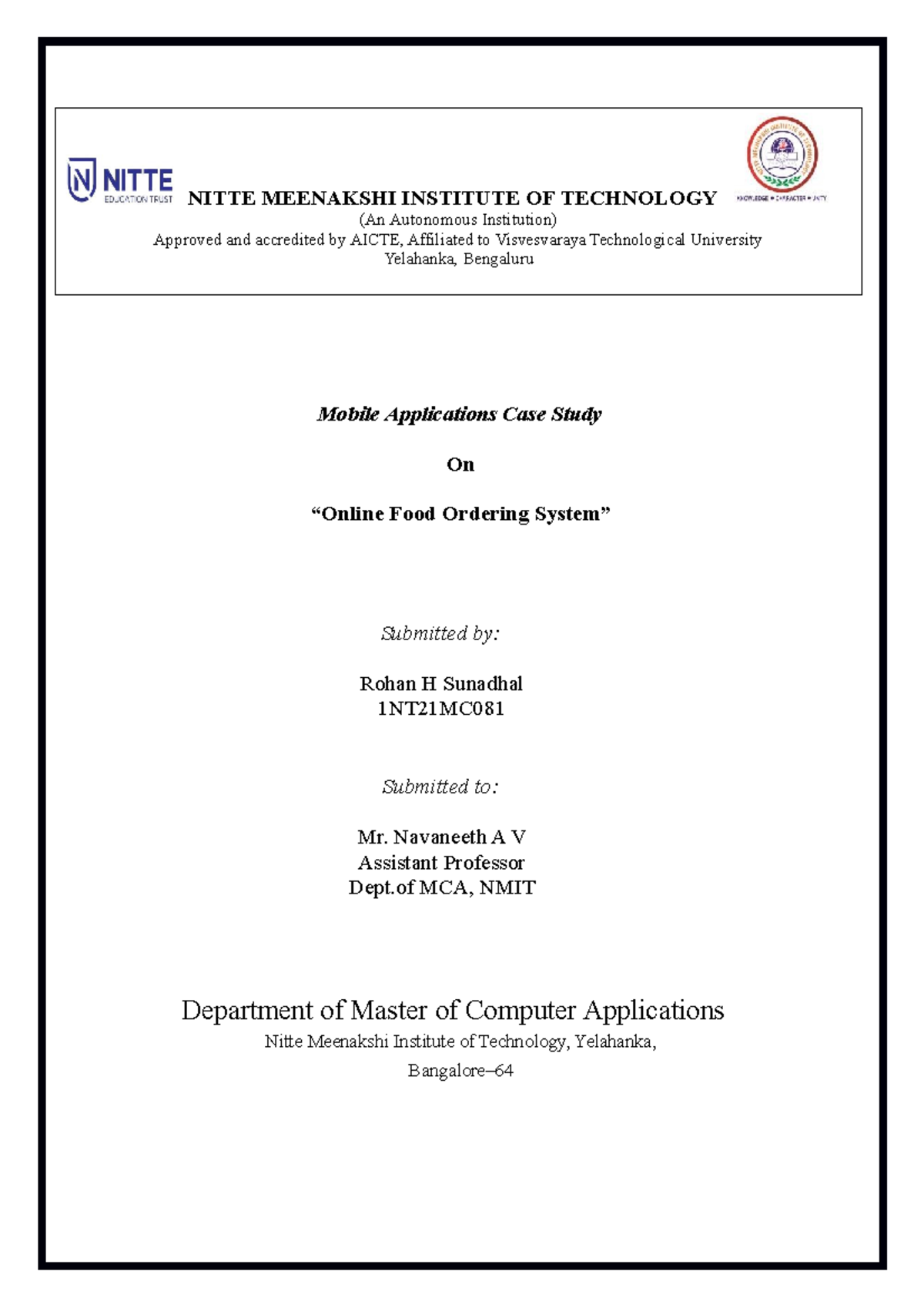 Mobile Applications -mini project report format - Mobile Applications ...