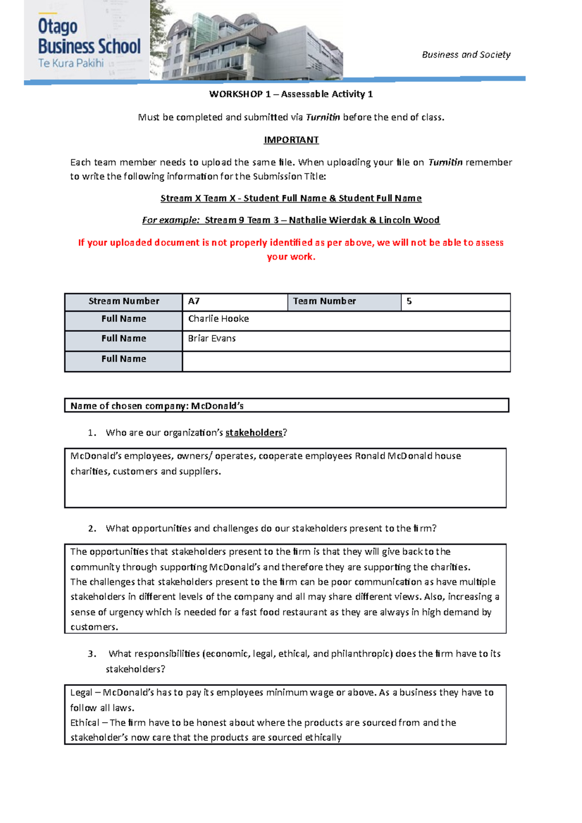 Workshop 1 worksheet - First tutorial - WORKSHOP 1 – Assessable ...