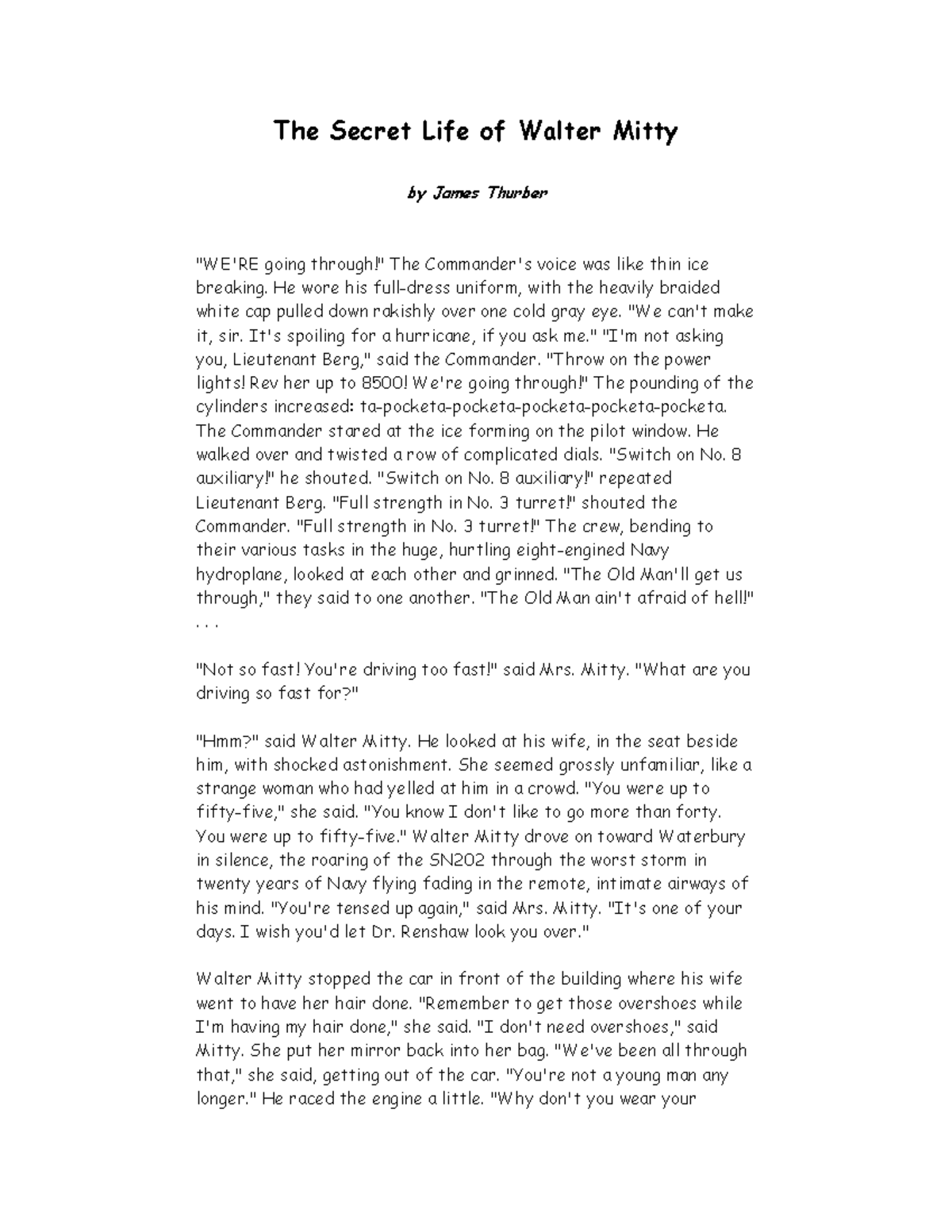 Secret Life Walter Mitty - The Secret Life of Walter Mitty by James ...