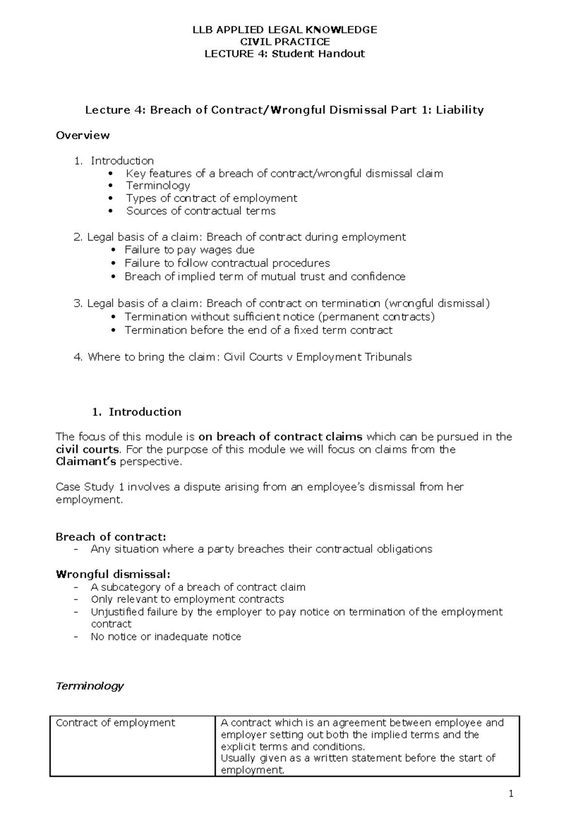 Lecture 4 Student handout 1 - CIVIL PRACTICE LECTURE 4: Student Handout ...