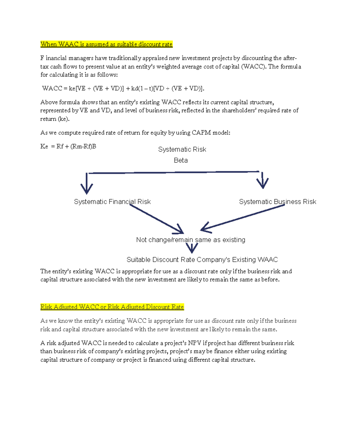 CFAP-BFD-Risk Adjusted Discount Rate - When WAAC is assumed as suitable ...