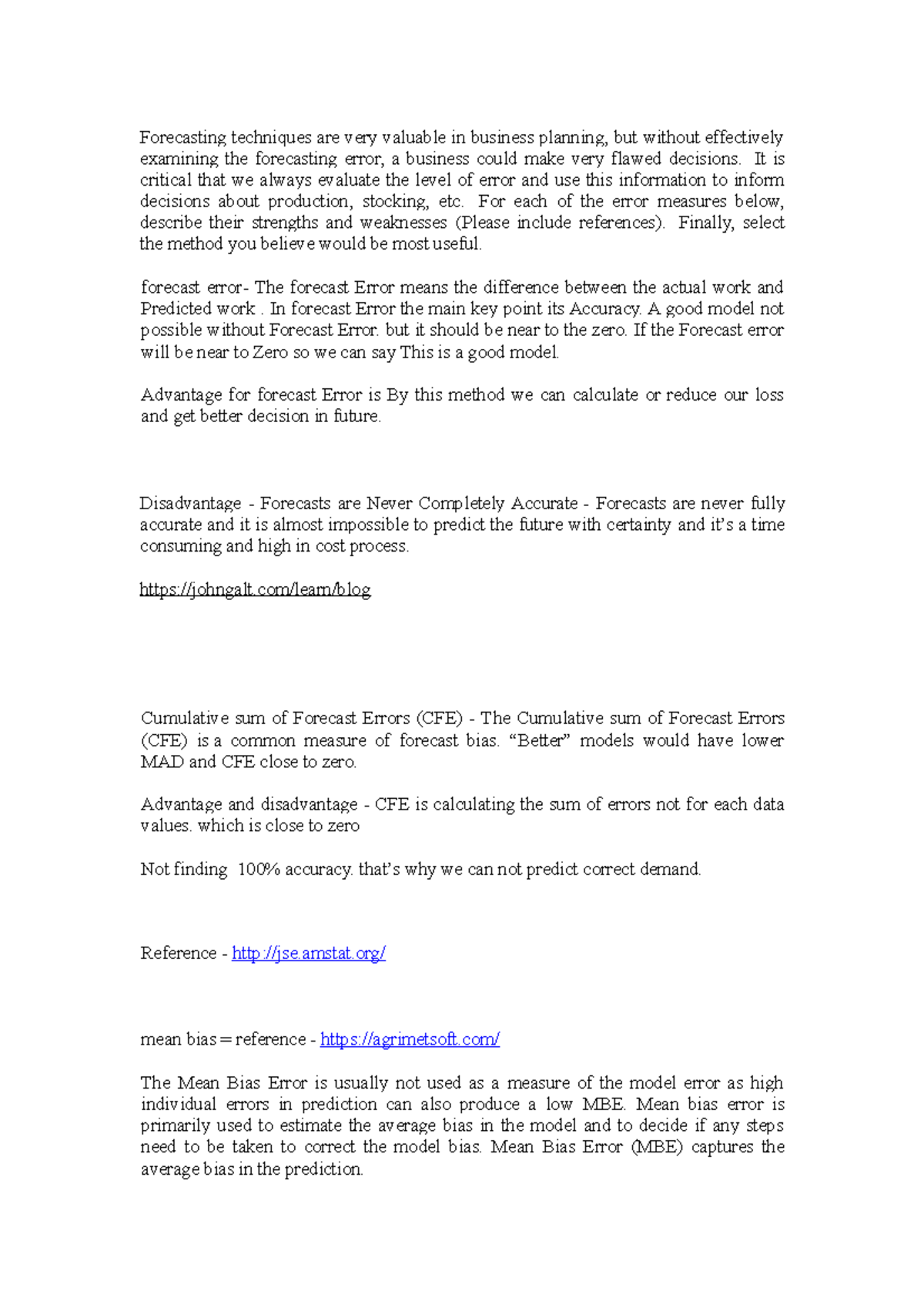 Forecast error - Forecasting techniques are very valuable in business ...