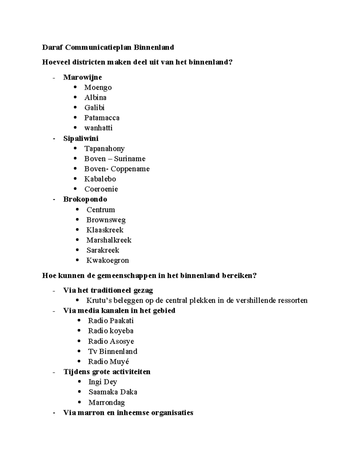 Communicatieplan verkiezingsactiviteiten tbv binnenland - Daraf ...