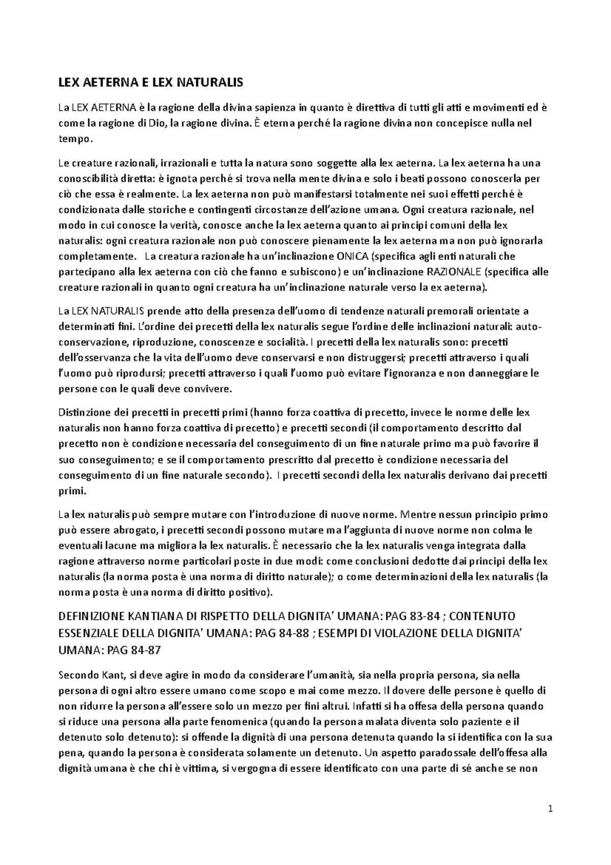 LEX Aeterna VS LEX Naturalis E Dignita' Umana - LEX AETERNA E LEX ...