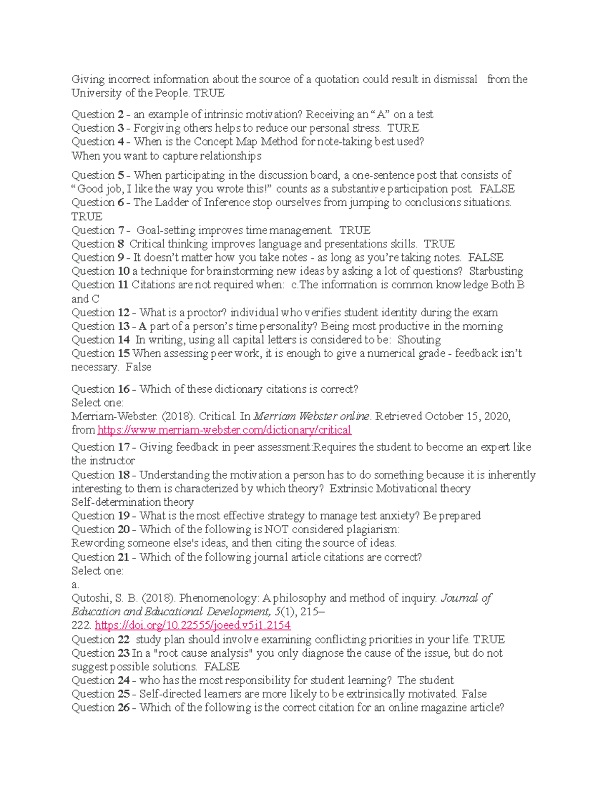 Strategies EXAM 8,22 - Exam - Giving incorrect information about the ...