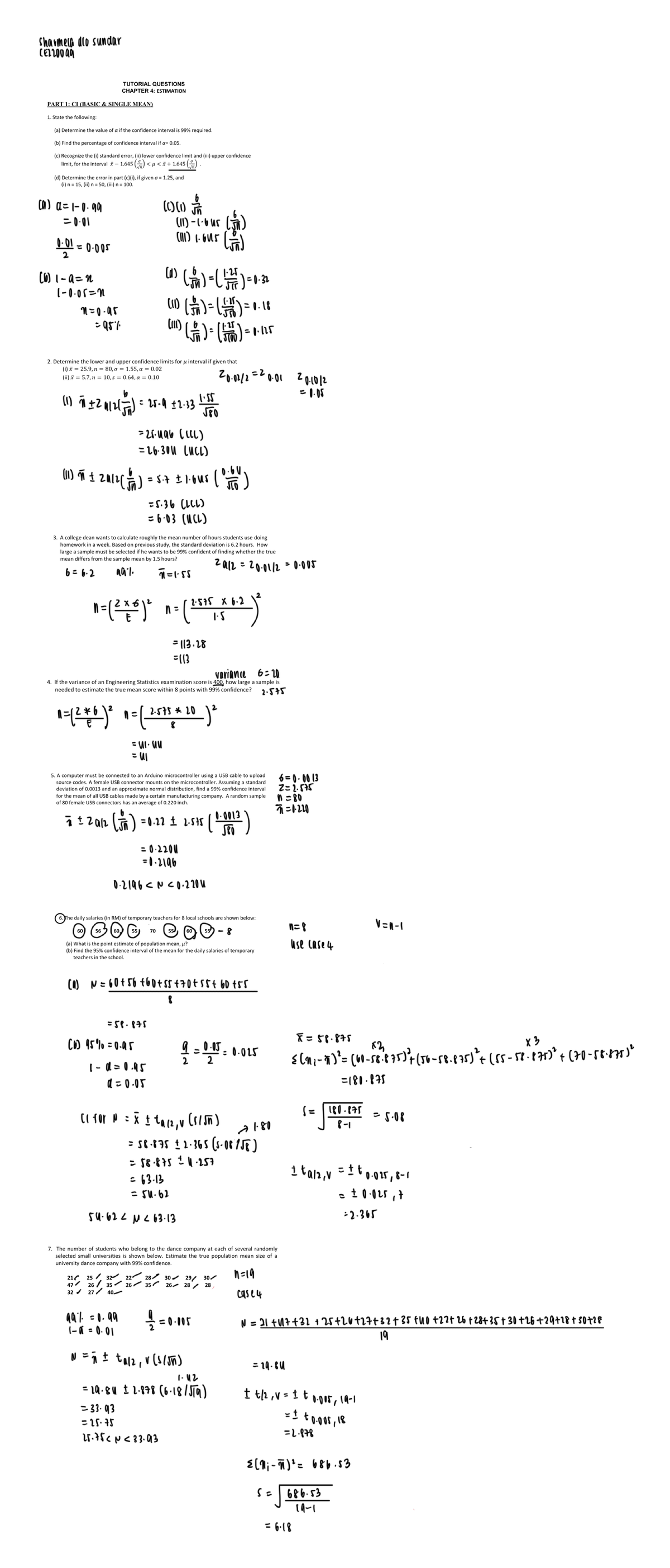 ENG STAT 2 2324 Tutorial C4P1-Sharmela-CE22009 9 - Statistics for ...