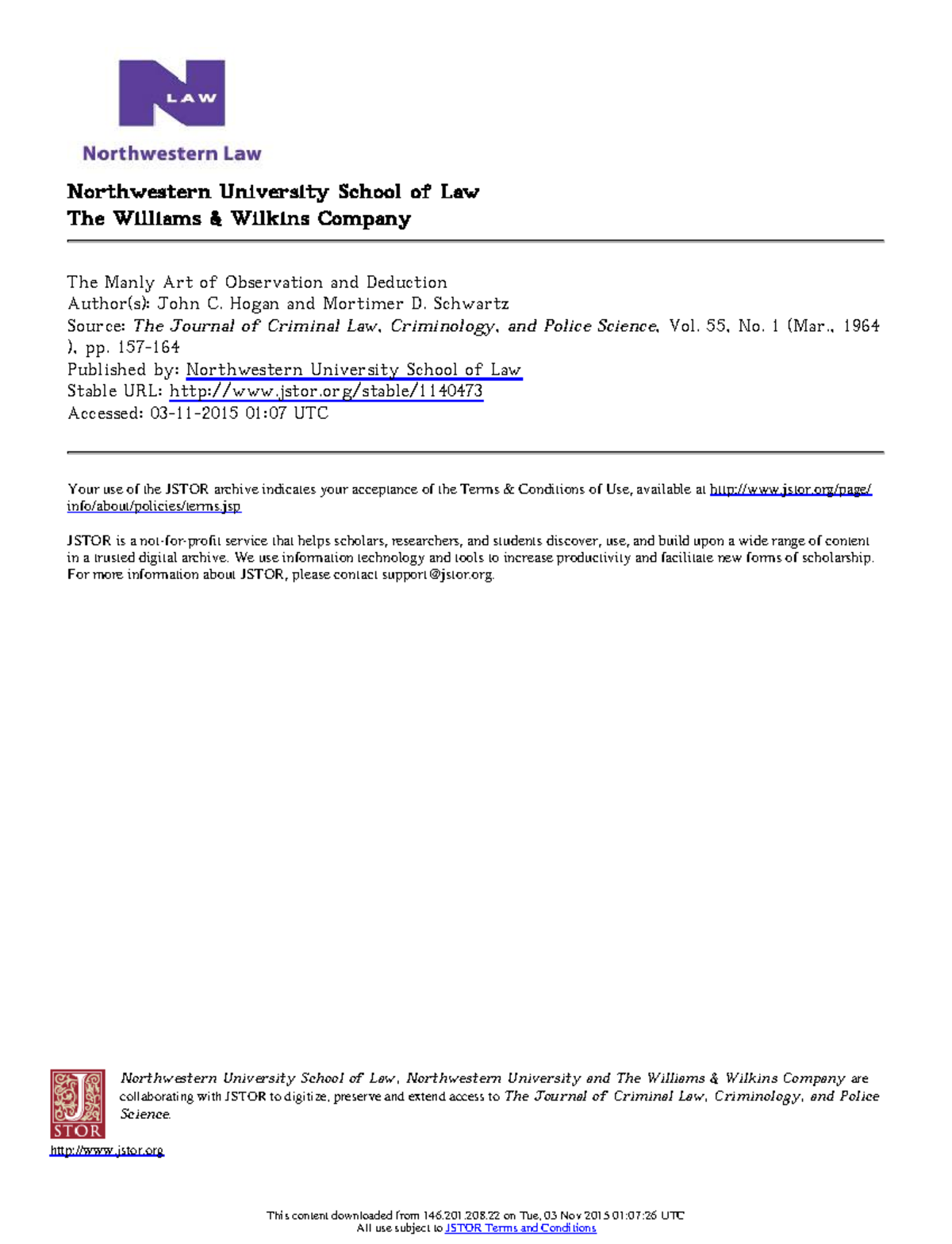 The Manly Art of Observation and Deduction - Northwestern University ...