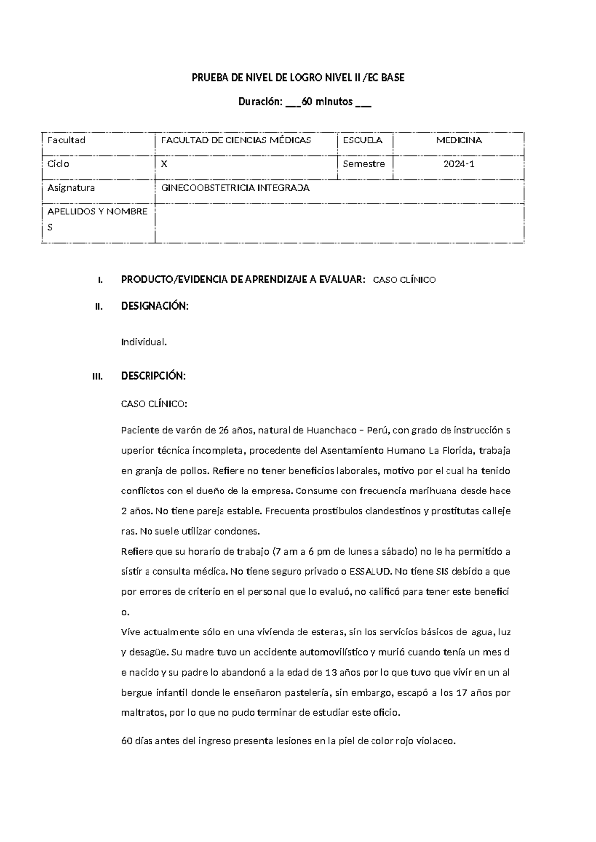 Prueba DE Nivel DE Logro inicial Nivel II 2024-1 - PRUEBA DE NIVEL DE LOGRO NIVEL II /EC BASE ...