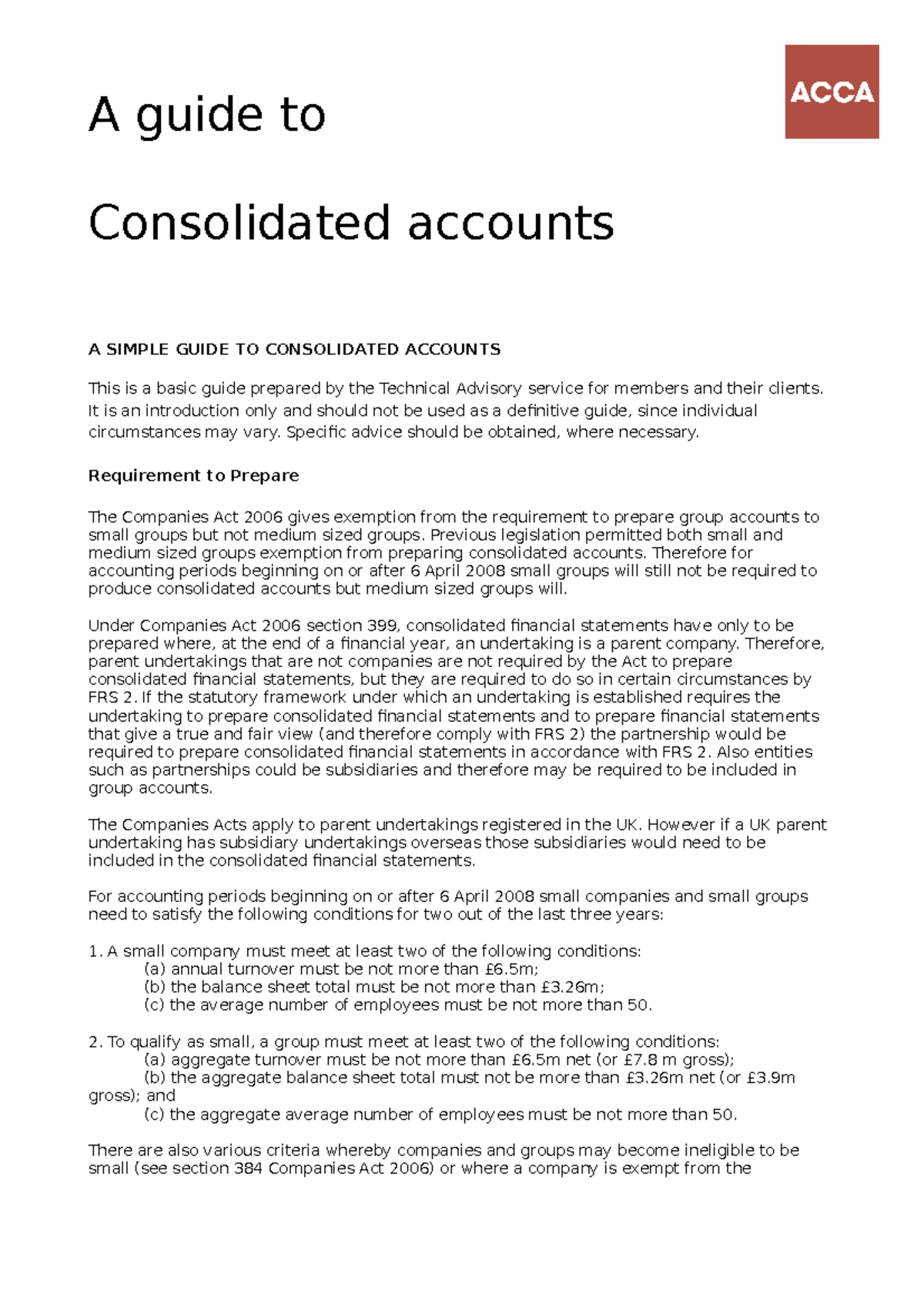 Consolidated-accounts 1 - A guide to Consolidated accounts A SIMPLE ...