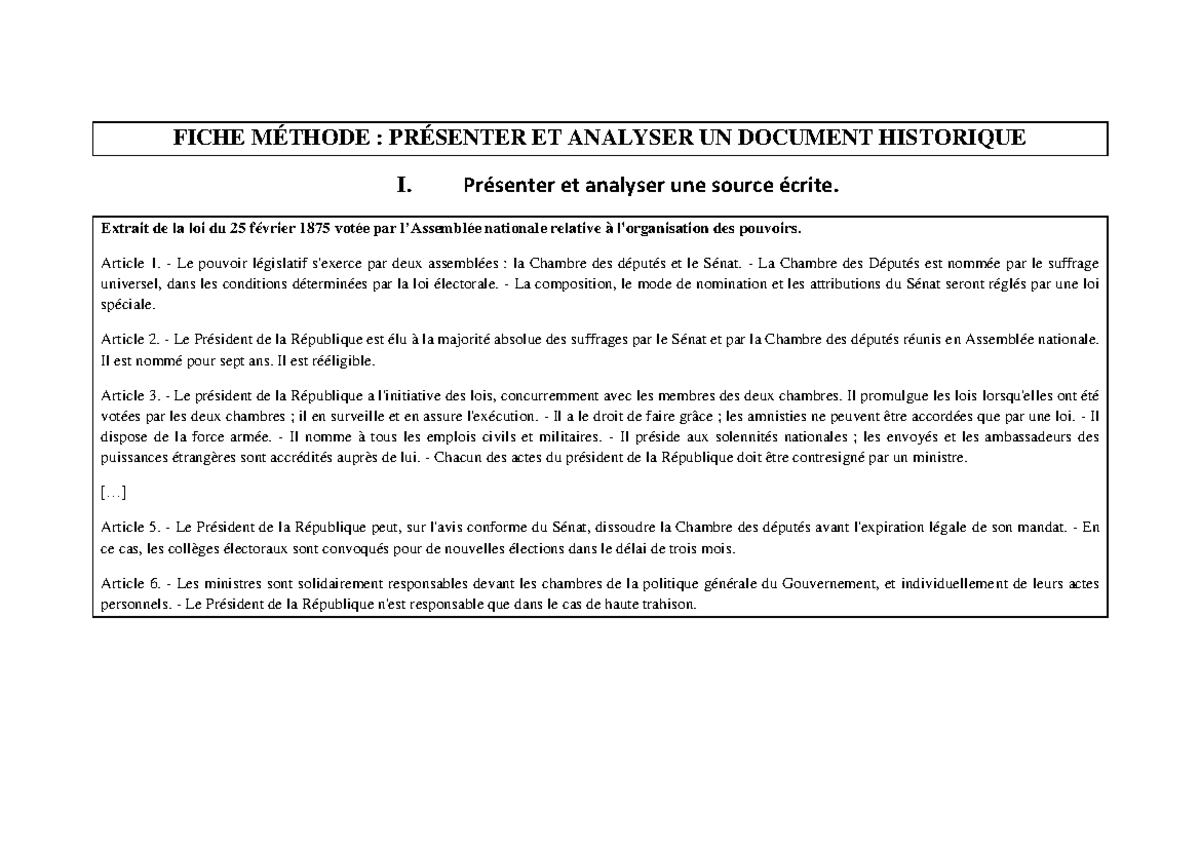 Fiche méthode Analyse et présentation document - FICHE MÉTHODE ...