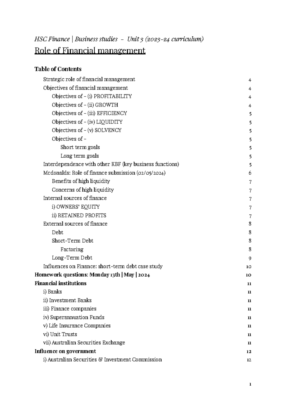 HSC Finance Business studies - Unit 3 (2023-24 curriculum) - HSC ...