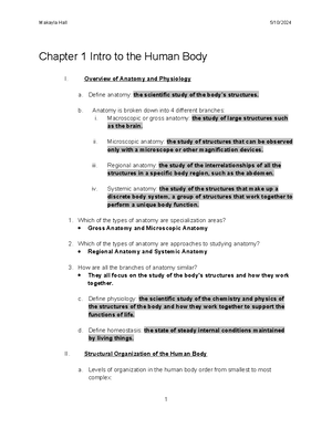 Chapter 1 Post Lab Assignment (Orientation to the Human Body) - Chapter ...
