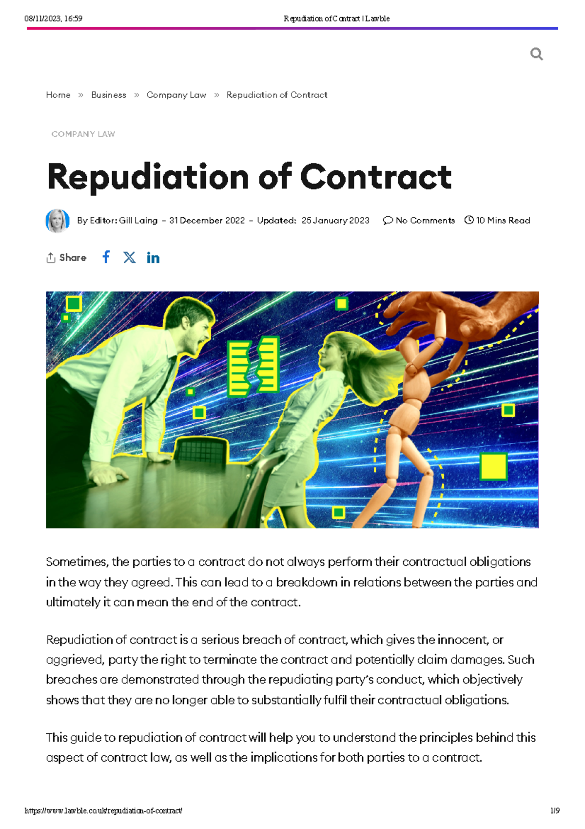 Repudiation of Contract - Home Business Company Law Repudiation of ...