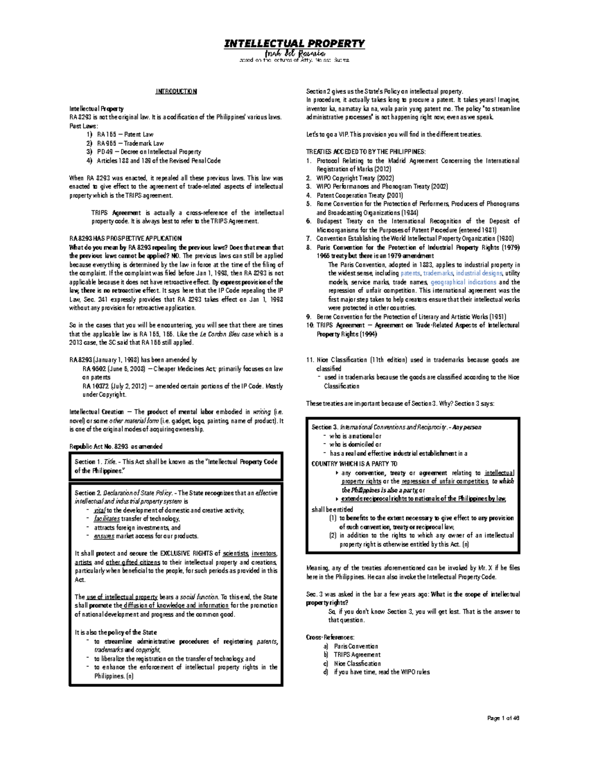 Intellectual Property Law - Studocu