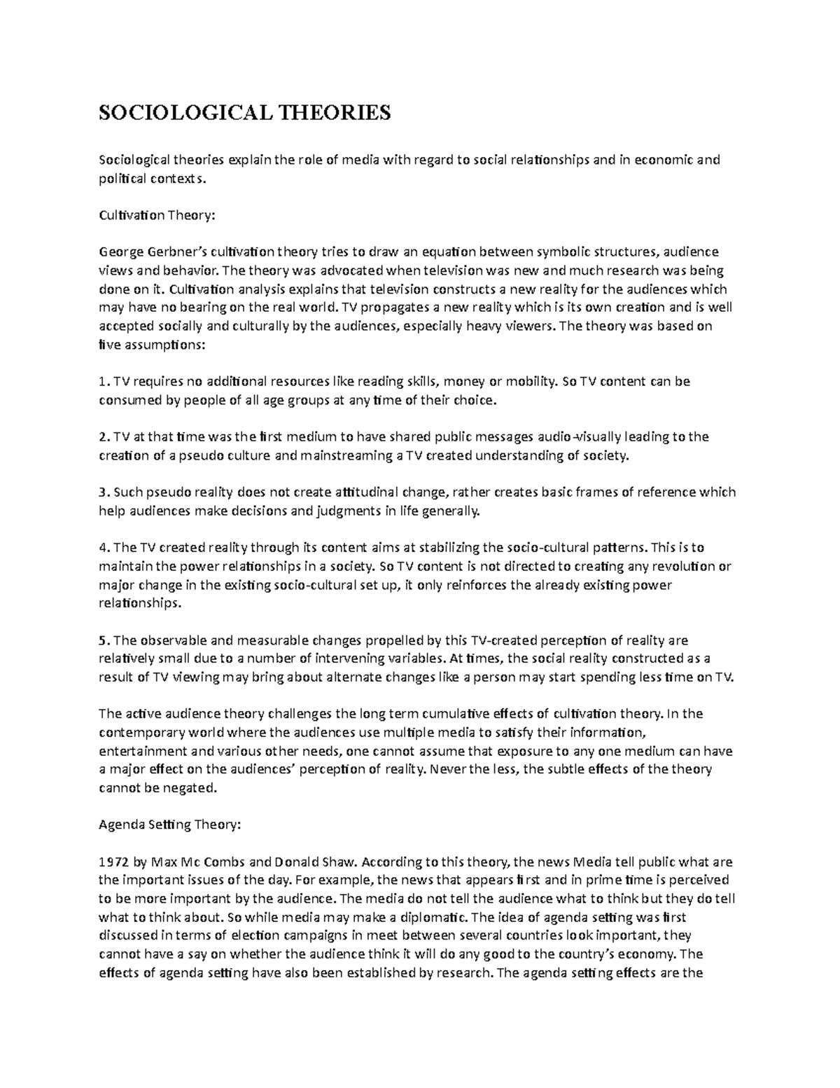 Sociological Theories - SOCIOLOGICAL THEORIES Sociological theories ...