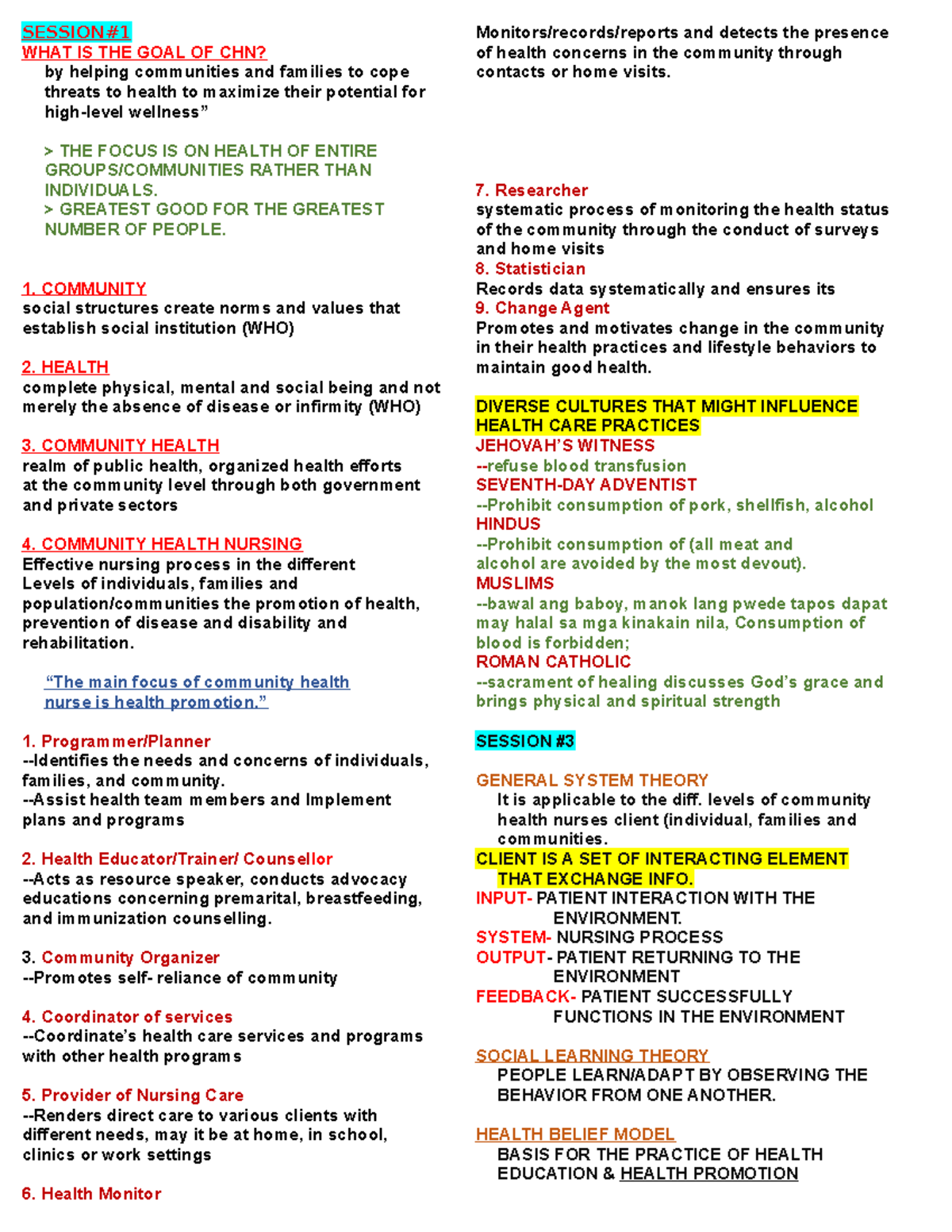 Chn review - SESSION# WHAT IS THE GOAL OF CHN? by helping communities ...