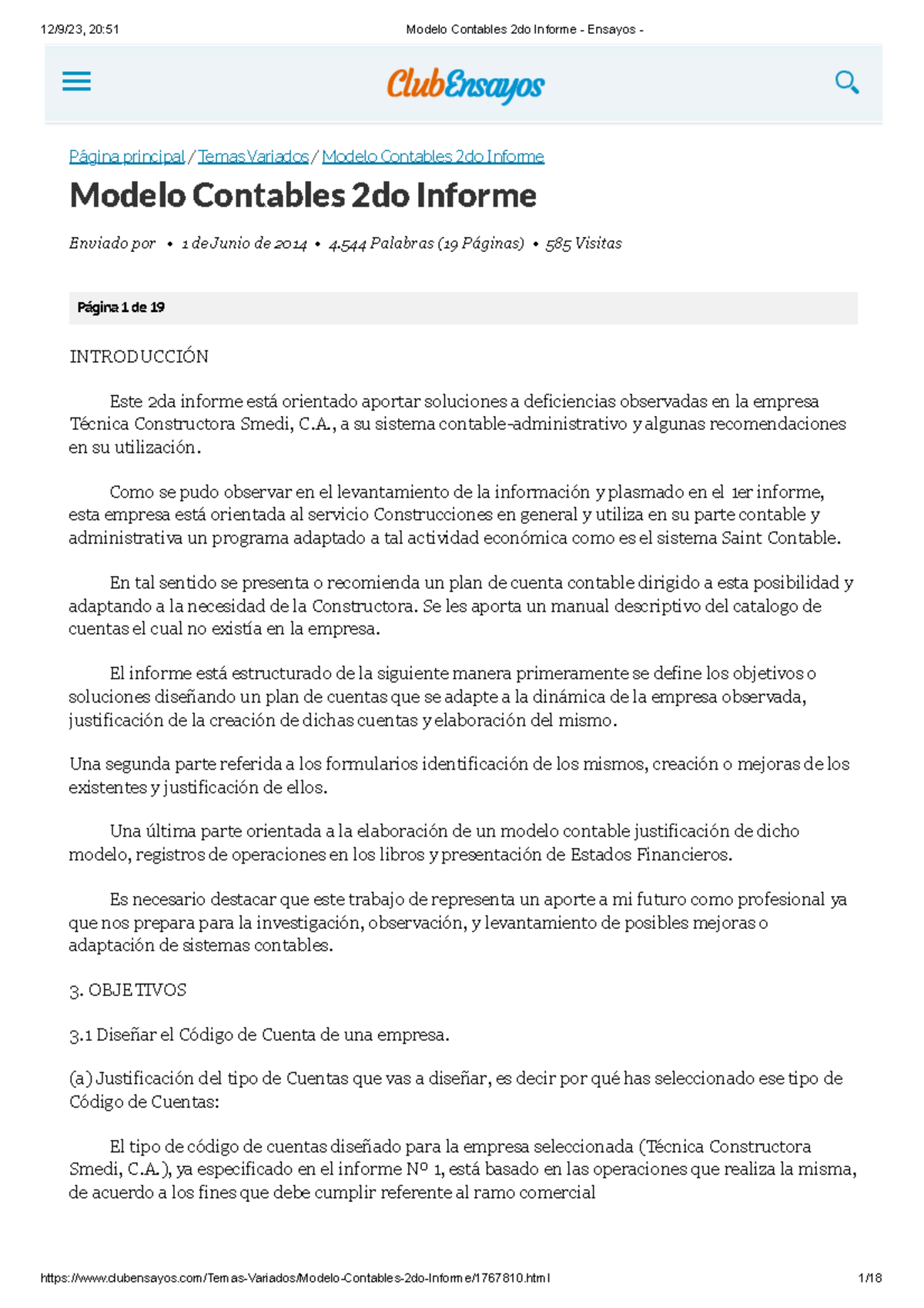 Modelo Contables 2do Informe - Ensayos - Modelo Contables 2do Informe Enviado por • 1 de Junio ...