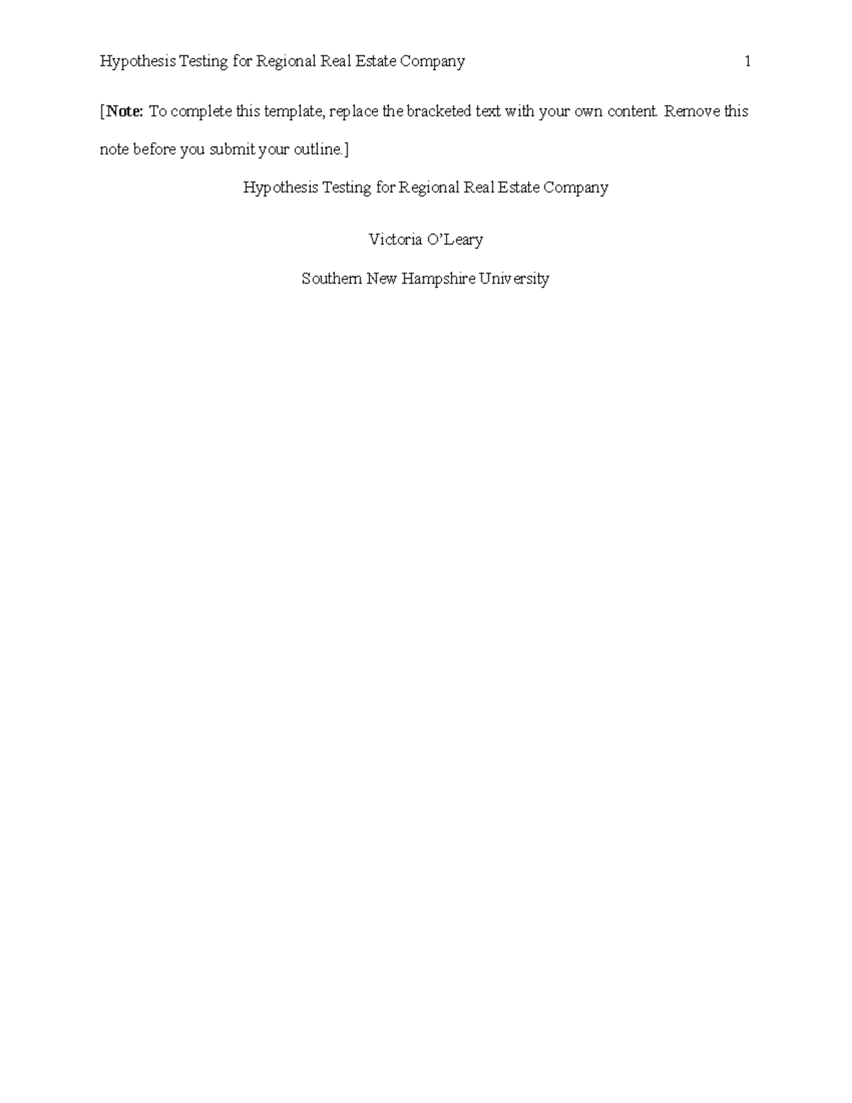 MAT 240 Module Five Assignment Template - Hypothesis Testing for ...