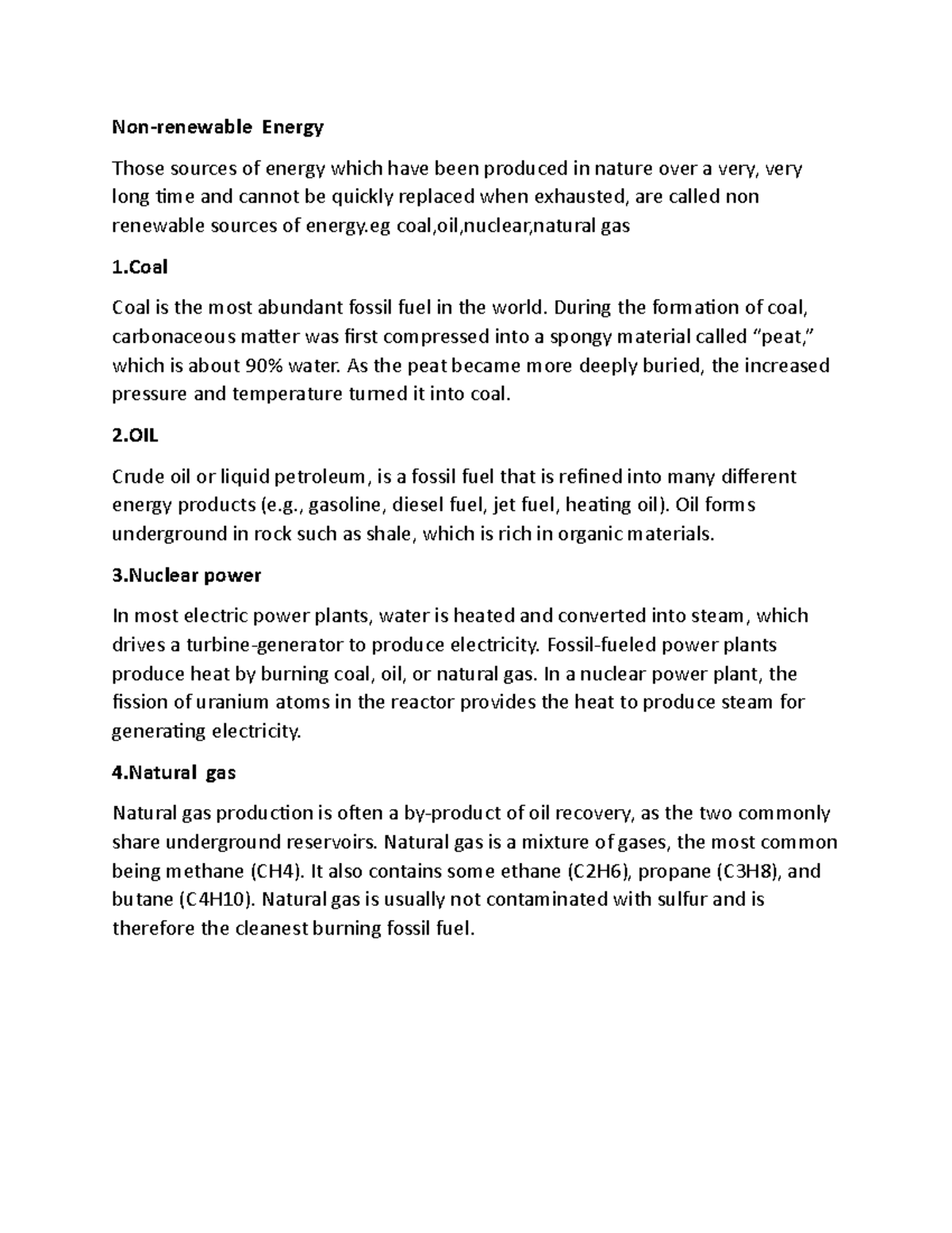 Non renewable energy - Lecture notes - Non-renewable Energy Those ...