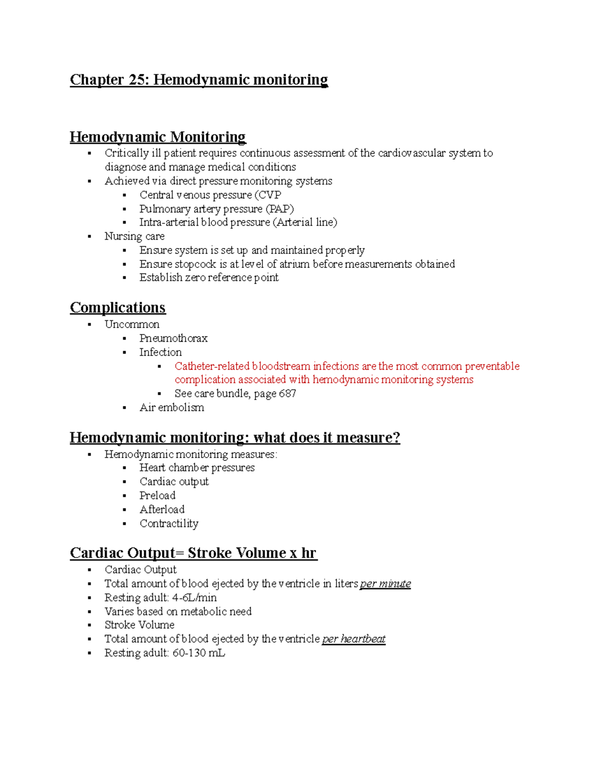 Hemodynamic Monitoring Notes - Chapter 25: Hemodynamic monitoring ...