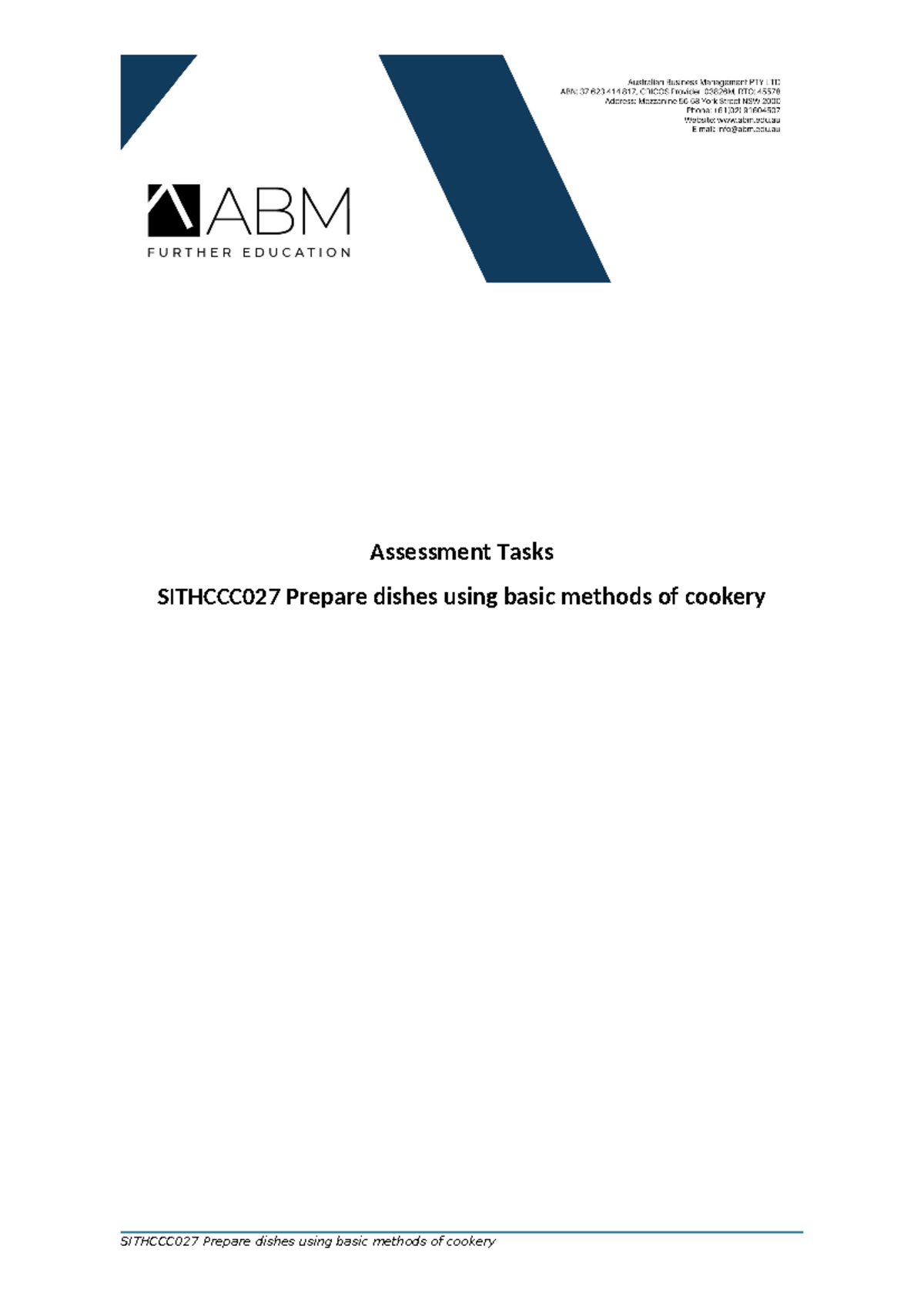 Sithccc 027 Student Assessment Tasks - Assessment Tasks SITHCCC027 ...