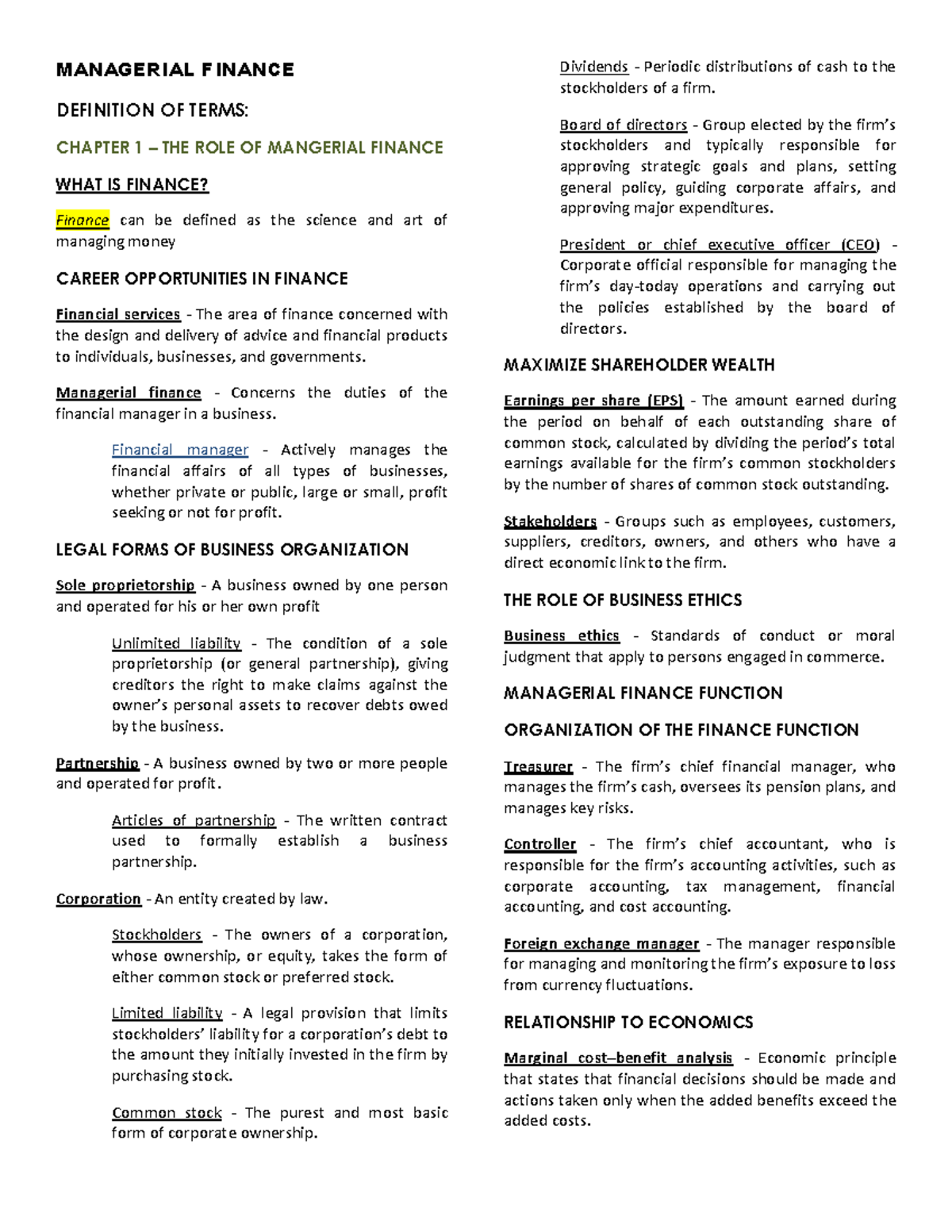 fm-chapter-1-definition-of-terms-and-summary-managerial-finance