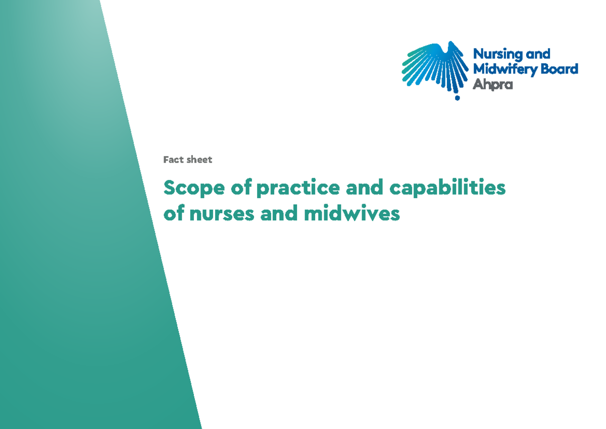 NMBA Fact sheet Scope of practice and capabilities of nurses and midwives - Fact sheet Scope of ...