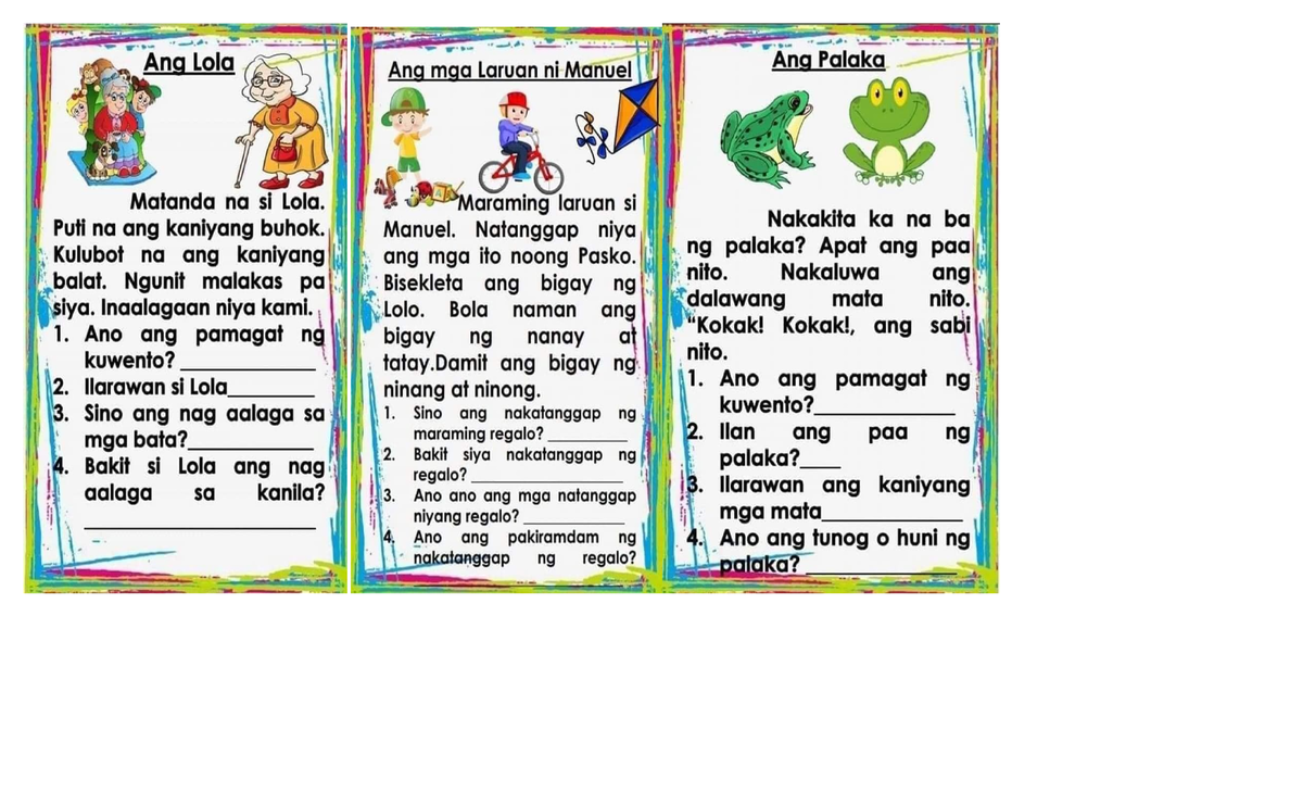 Filipino Reading Comprehension (Part 1) - Ang Lola Ang mga Laruan ni ...
