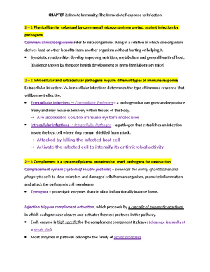 Immunology Chapter 3 and 4 - Chapter 3 Three Lines of Defense Immediate ...