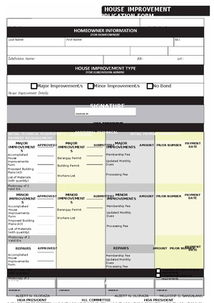 House Improvement Guide - HOUSE IMPROVEMENT APPLICATION Application ...