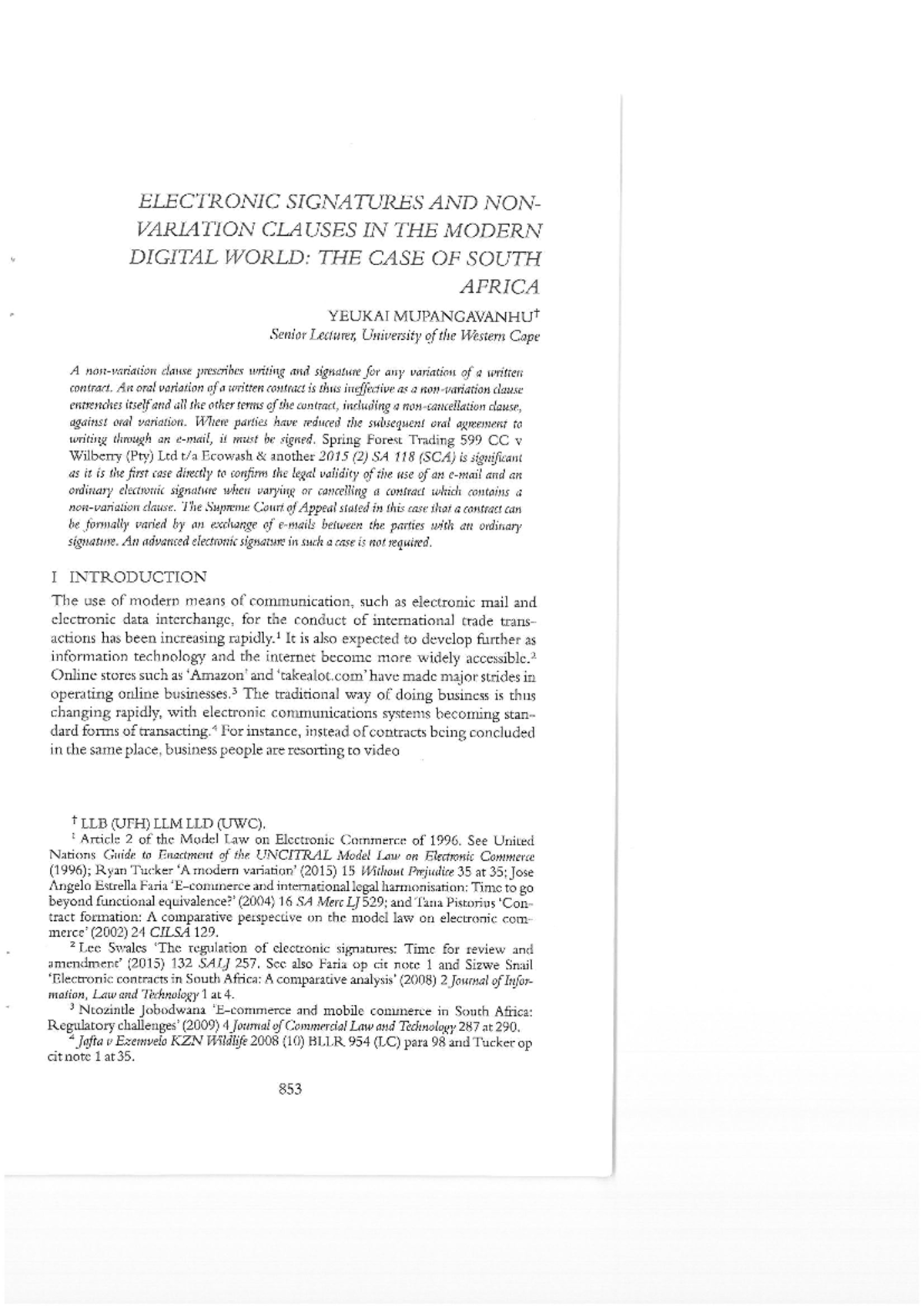 Mupangavanhu Electronic Signatures AND NON Variation Clauses - KPR10AT ...