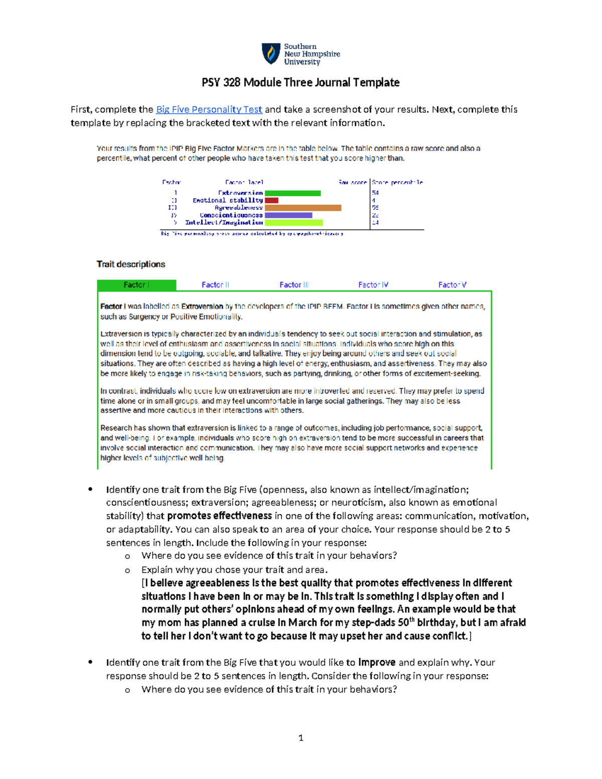 PSY 328 Module Three Journal Template - PSY 328 Module Three Journal ...