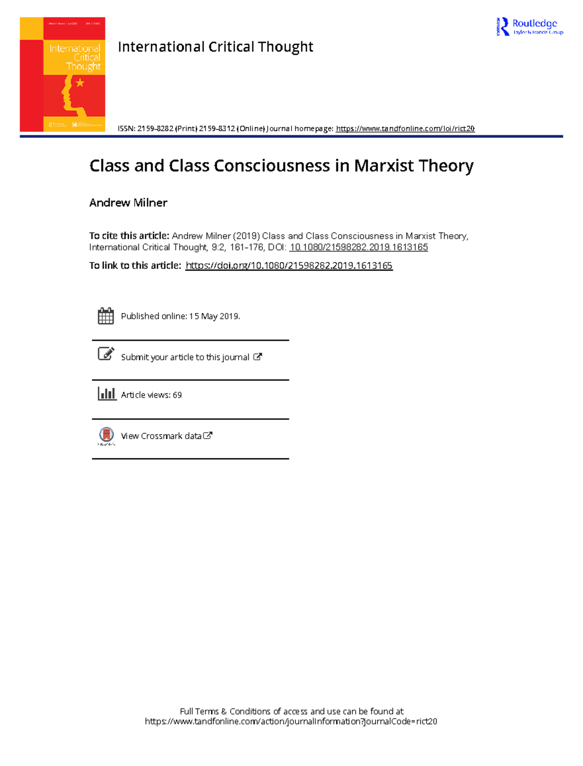 Andrew Milner- Class and Class Conciousness in Marxist Theory - Full ...