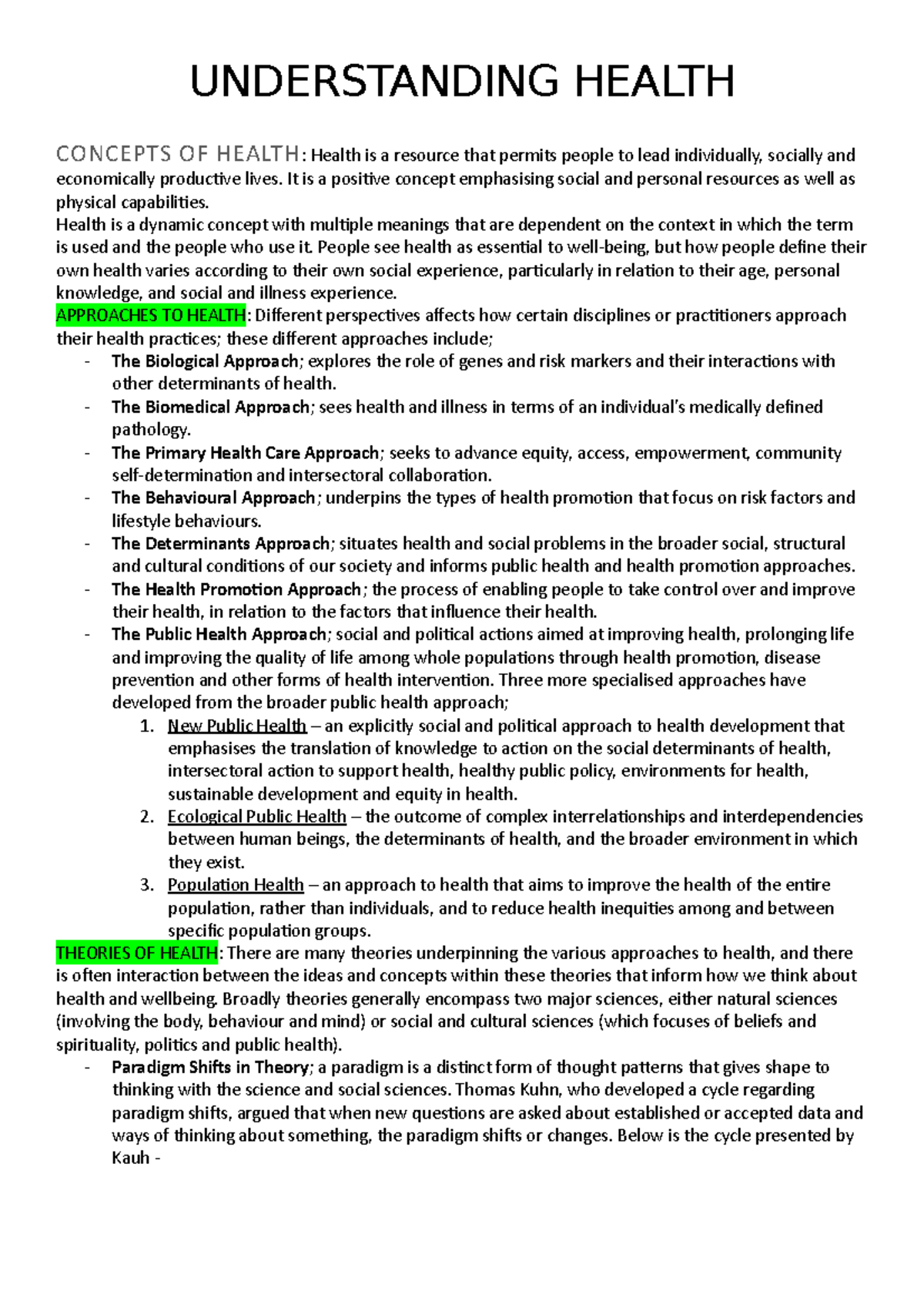 Understanding Health - UNDERSTANDING HEALTH CONCEPTS OF HEALTH: Health ...
