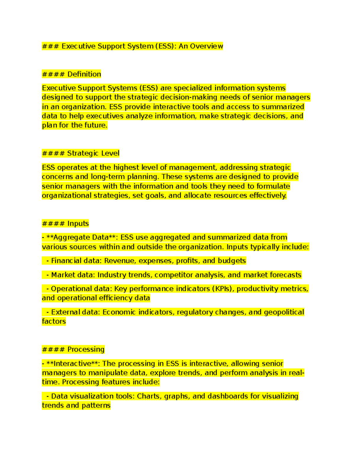 New DOC Document - Executive Support System (ESS): An Overview ...