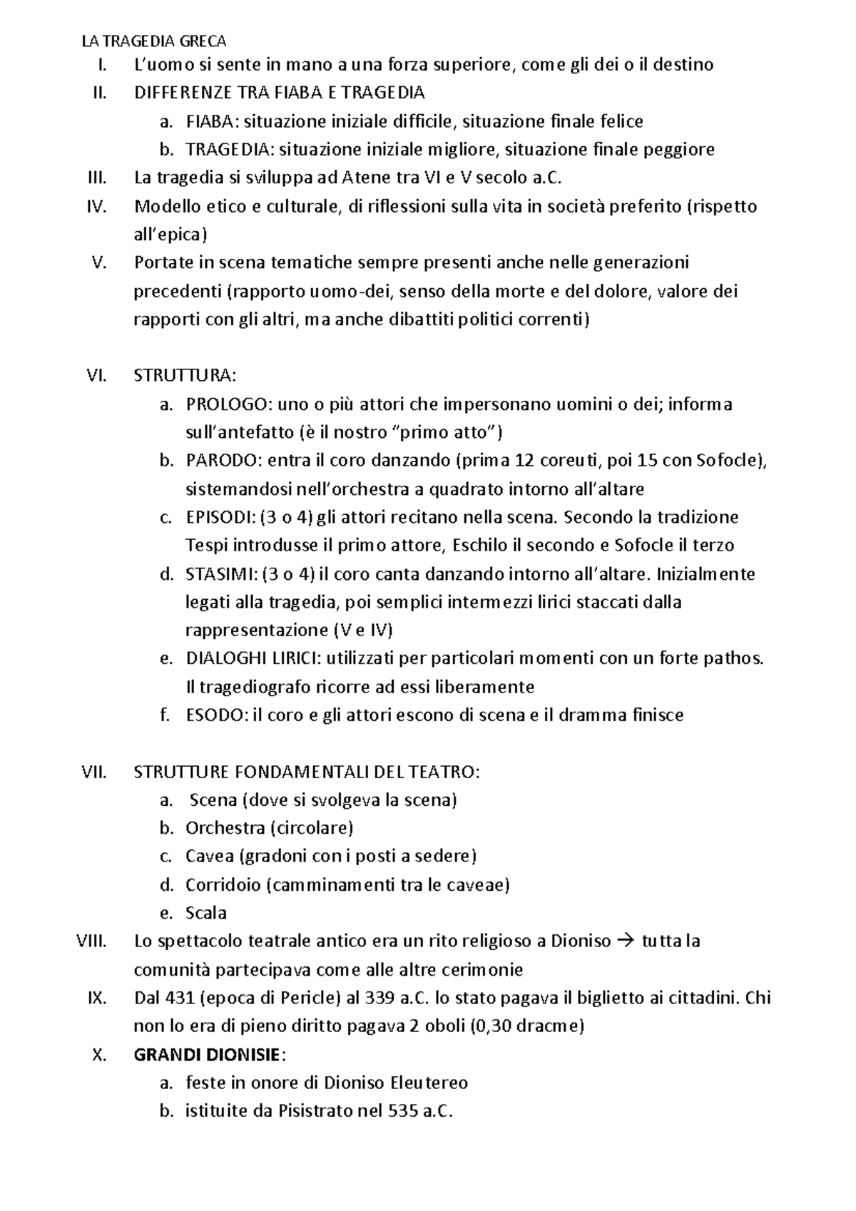 La tragedia greca - appunti di lezione - LA TRAGEDIA GRECA I. L’uomo si ...