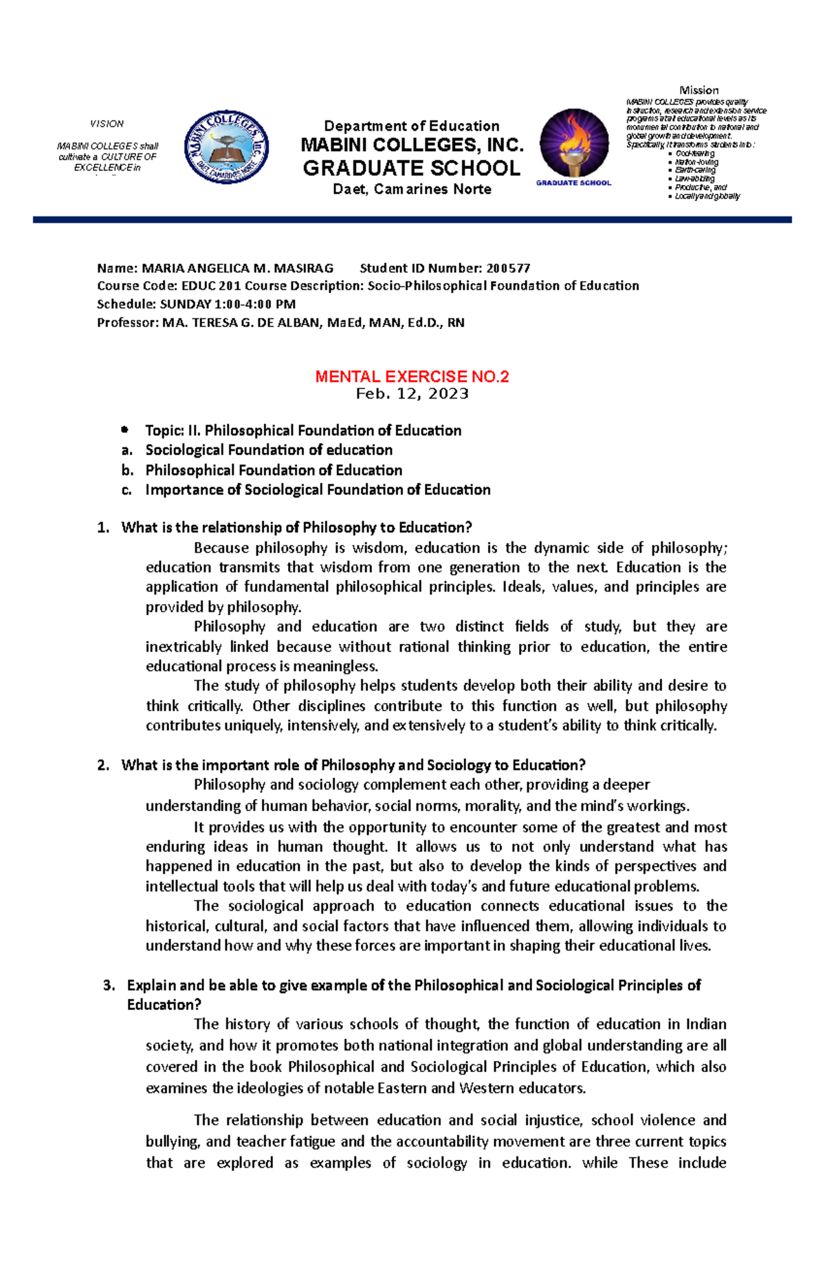 EDUC 201 Sun1-4PM ME#2 Masirag,Maria Angelica, M - Department of ...