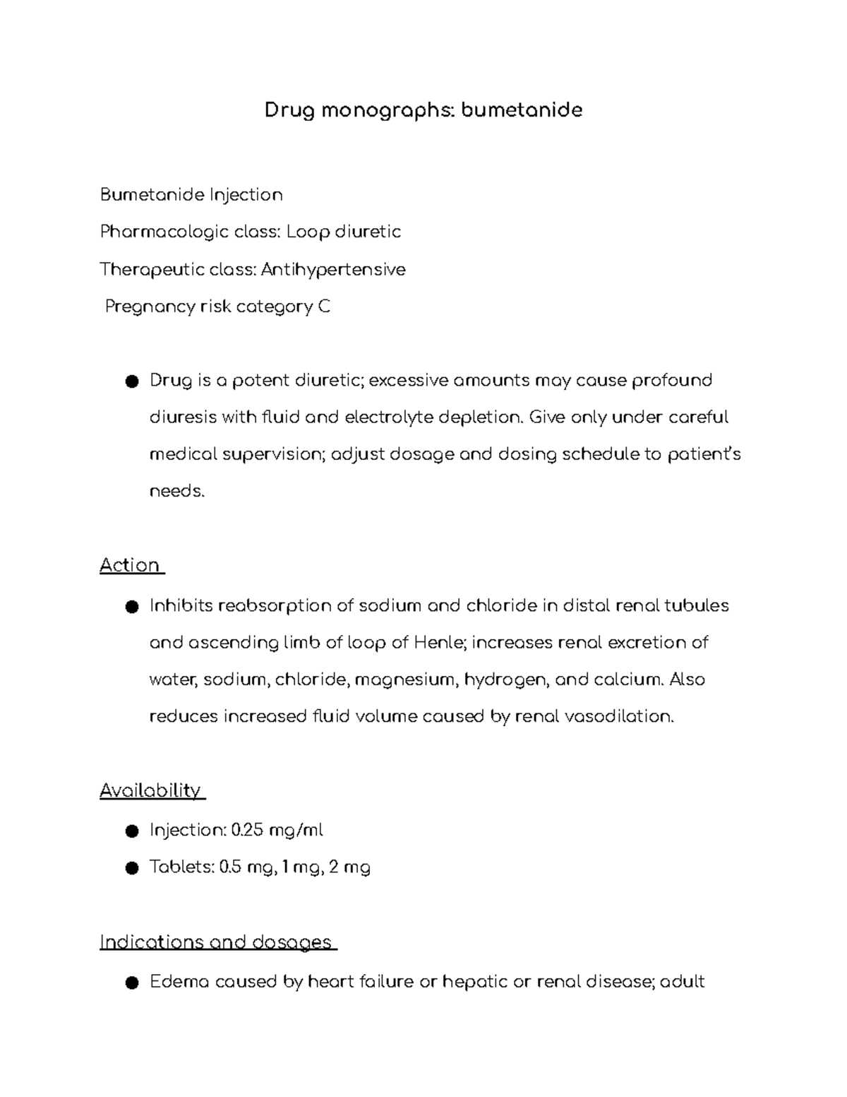 Drug monographs bumetanide - Drug monographs: bumetanide Bumetanide ...