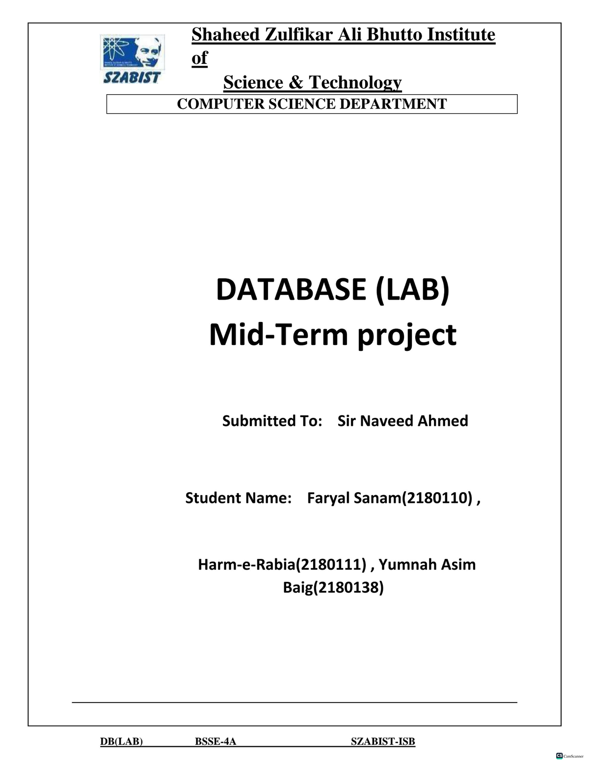 Database LAB projectmids - Software Requirement Engineering - Studocu