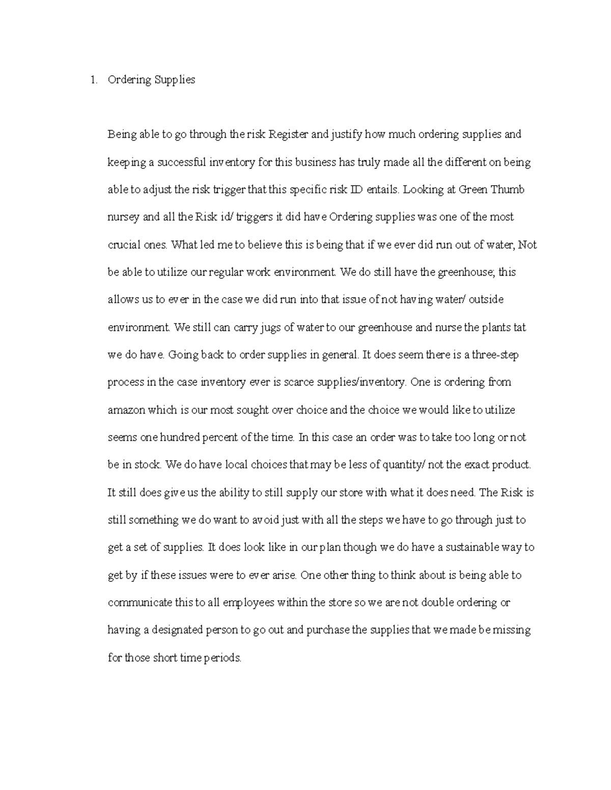 Cyb 410 Rationale paper - Ordering Supplies Being able to go through ...