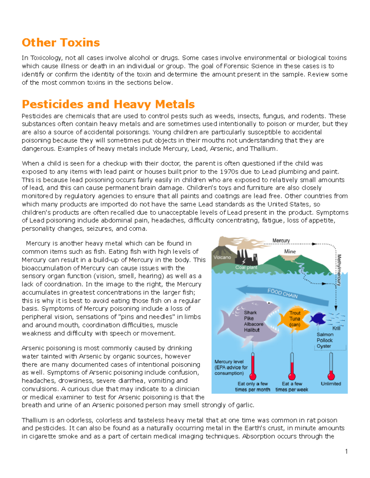 Other Toxins - Extremely helpful notes throughout forensics - Other ...