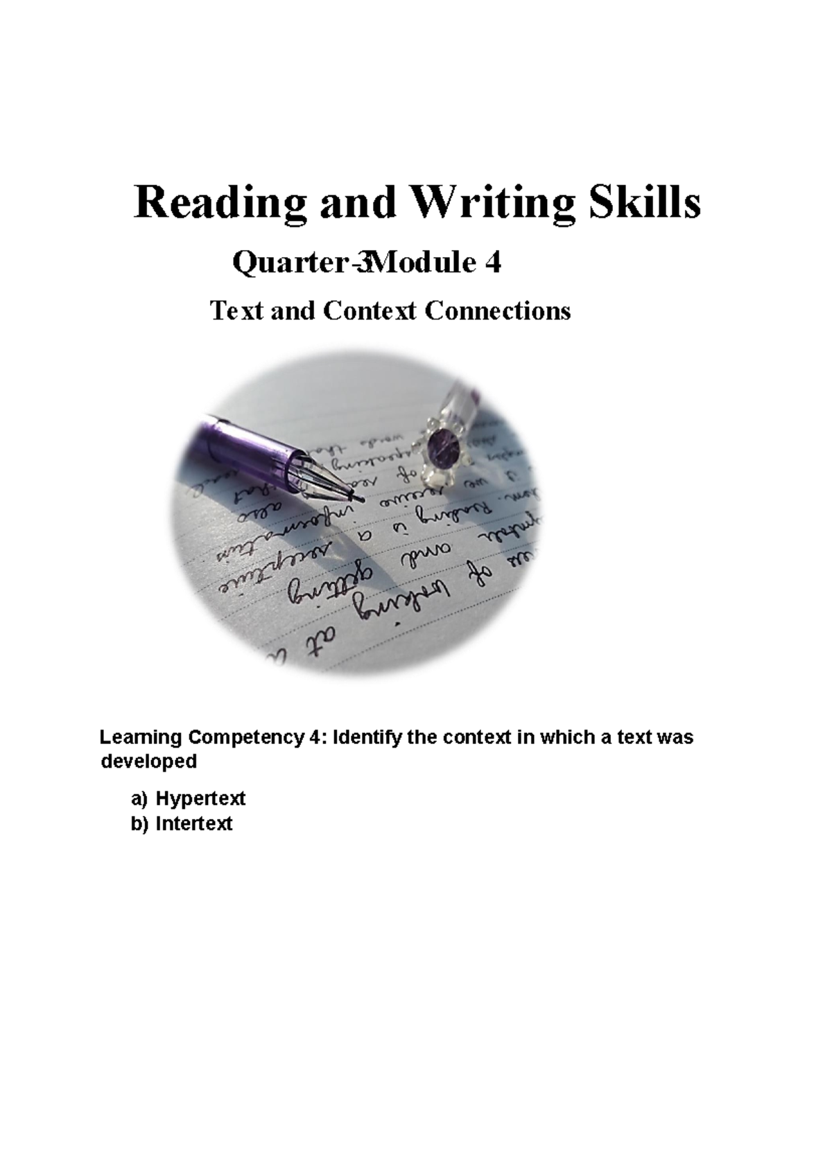 515521986 RAW module 4 - ####### Learning Competency 4: Identify the ...