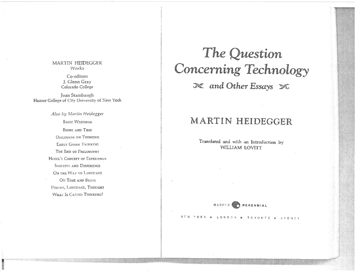 Heidegger pdf reading section - SOC403 - Studocu