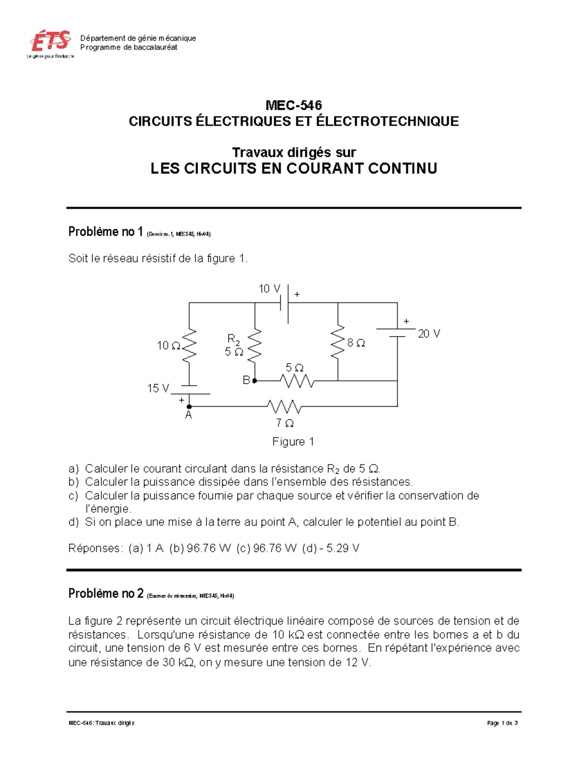 TP Merge Intra 2024 - MEC-546: Travaux dirigés Page 1 de 3 MEC- CIRCUITS ÉLECTRIQUES ET - Studocu