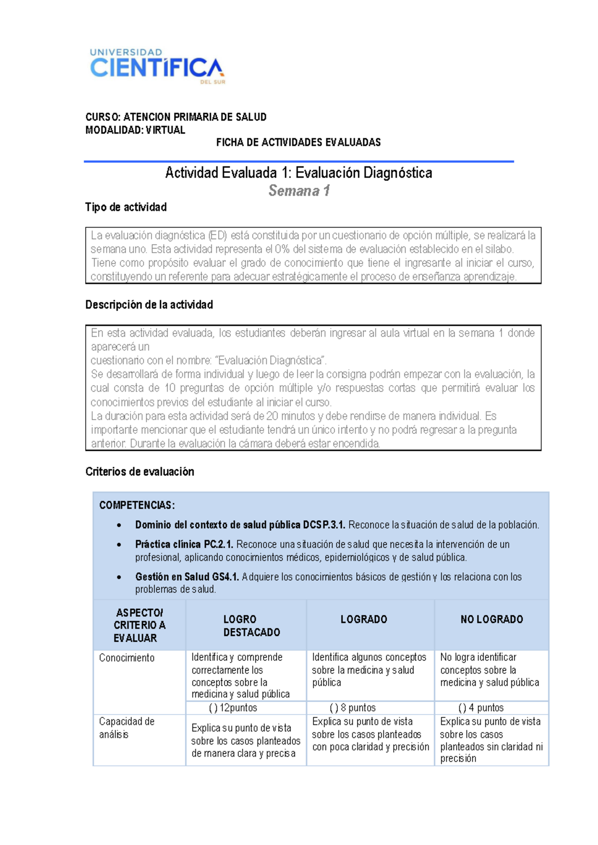 Ficha Atencion Primaria DE Salud MH-307 2024-1-3 - CURSO: ATENCION ...