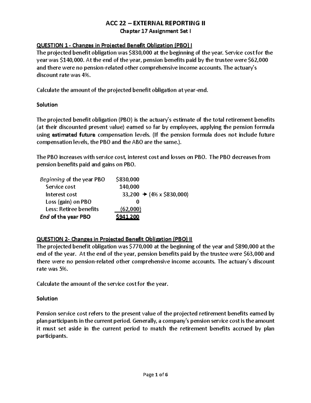 ACC 22 EXTERNAL REPORTING II Chapter 17 Assignment Set I - Studocu